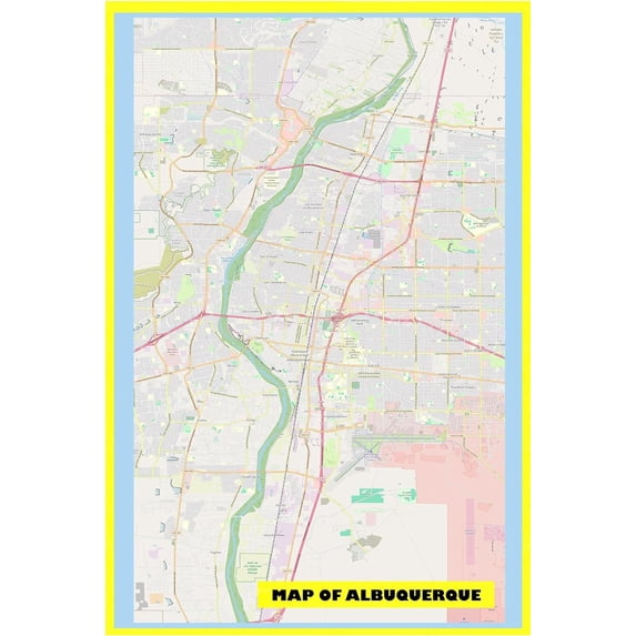 Map of Albuquerque 24x36 with Neighborhoods, Streets, Roads, Highways ...