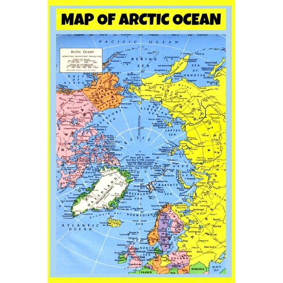 Map of Arctic Ocean - Glossy Heavy Paper Wall Map Poster Print Perfect for Classrooms and Homes ...