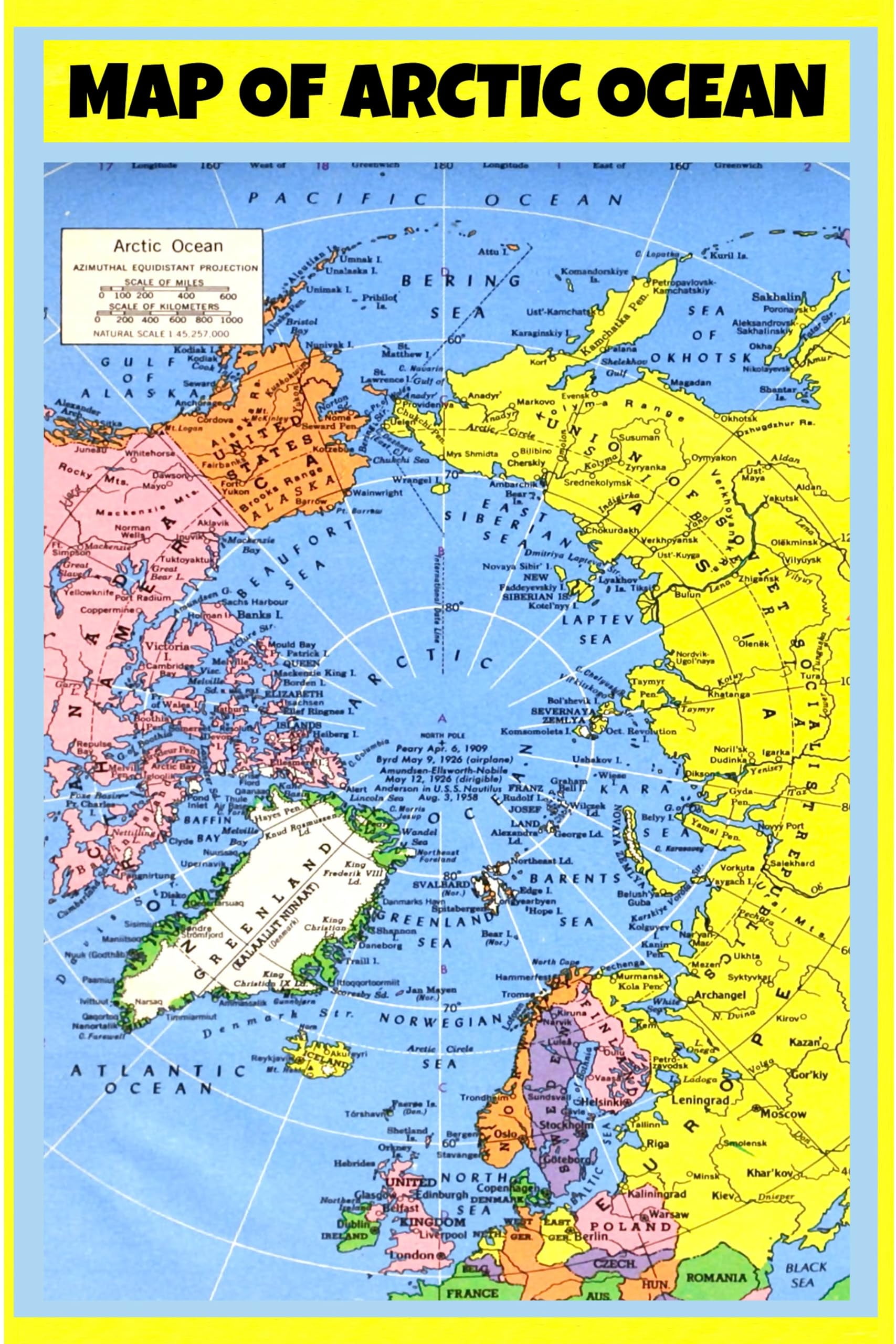 Map of Arctic Ocean - Laminated Wall Map Poster Print Perfect for Classrooms and Homes - Vivid ...