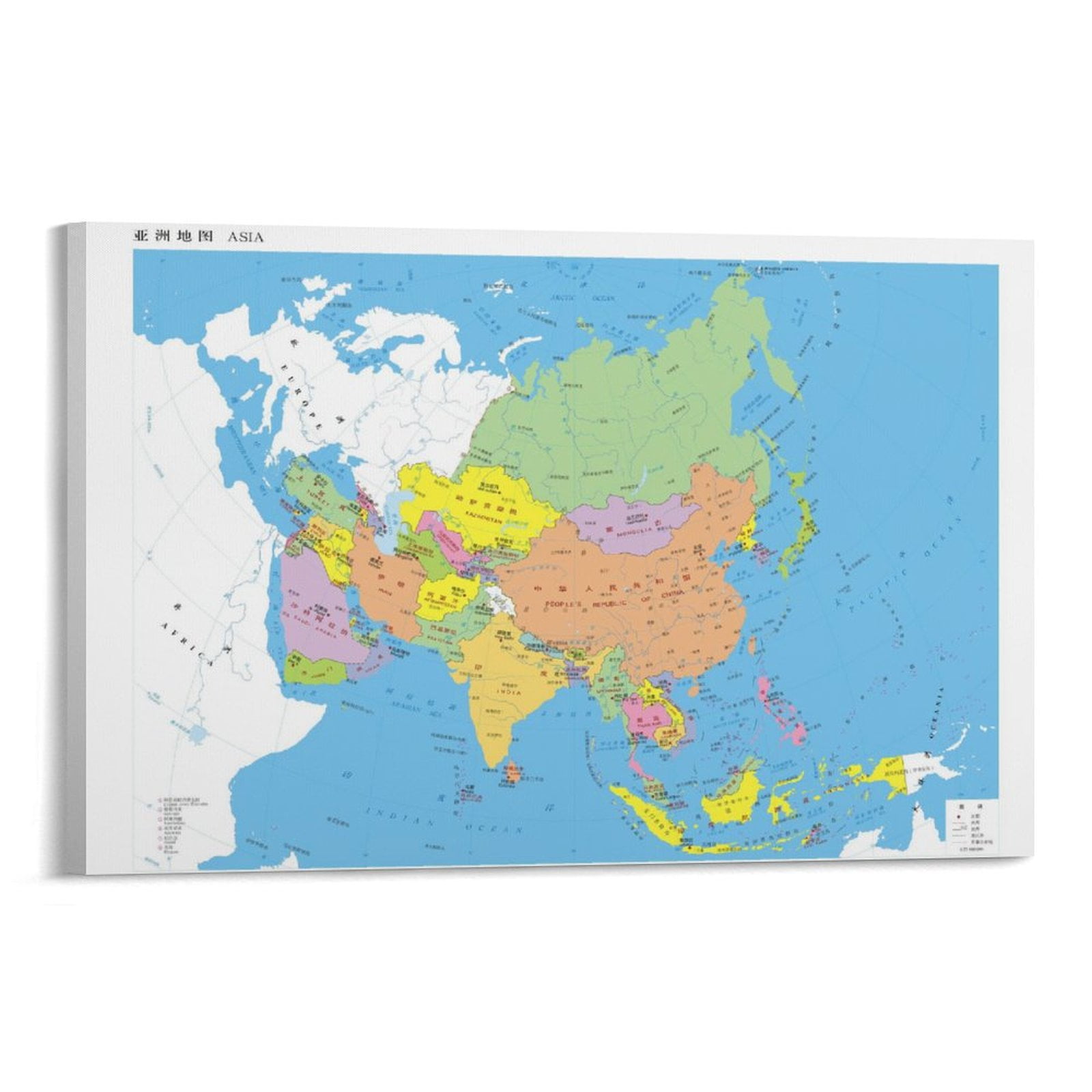 Map of Asia Color Separation Artworks Canvas Poster Room Aesthetic Wall ...