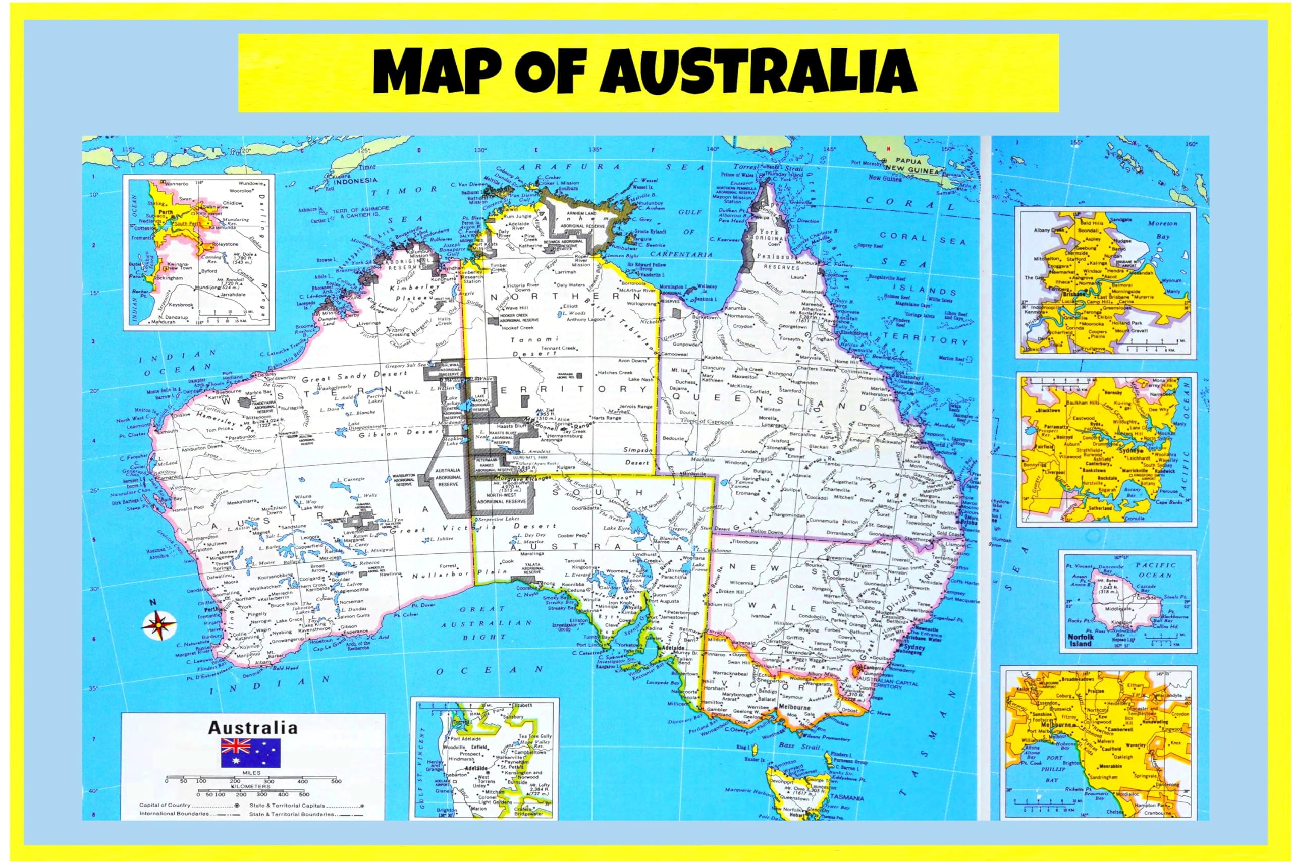 Map of Australia - Glossy Heavy Paper Wall Map Poster Print Perfect for ...