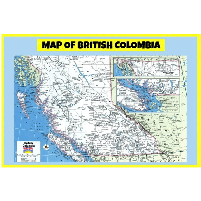 Map of British Colombia - Glossy Heavy Paper Wall Map Poster Print Perfect for Classrooms and ...