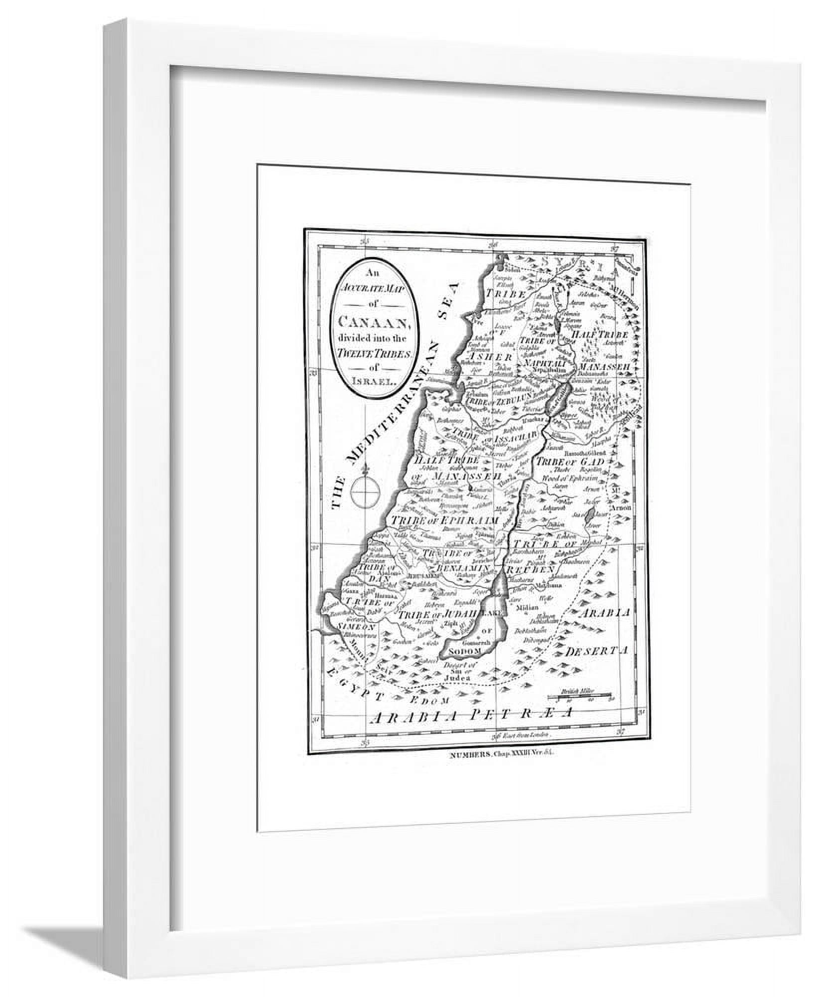 Map of Canaan Divided into the Twelve Tribes of Israel, C1830, Religion ...