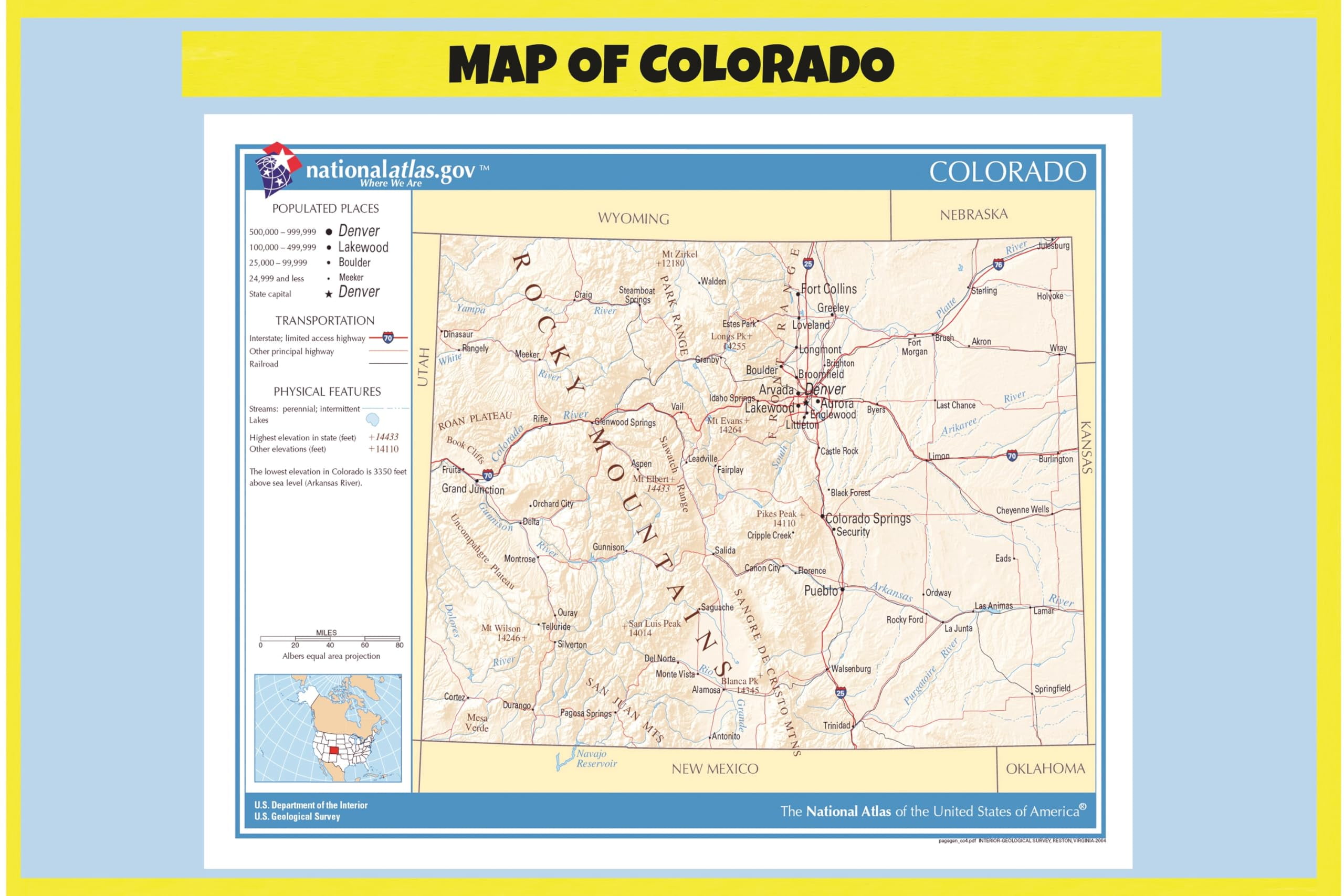 Map of Colorado Style B - Laminated Wall Map Poster Print Perfect for ...