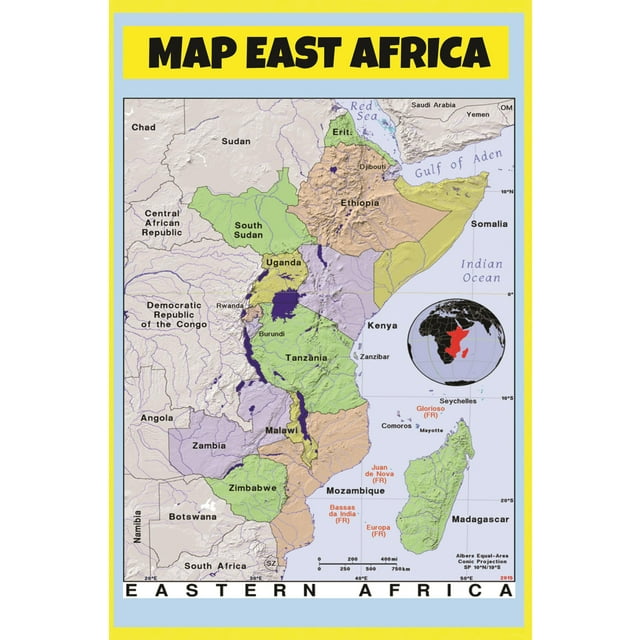 Map of East Africa - Glossy Heavy Paper Wall Map Poster Print Perfect for Classrooms and Homes ...