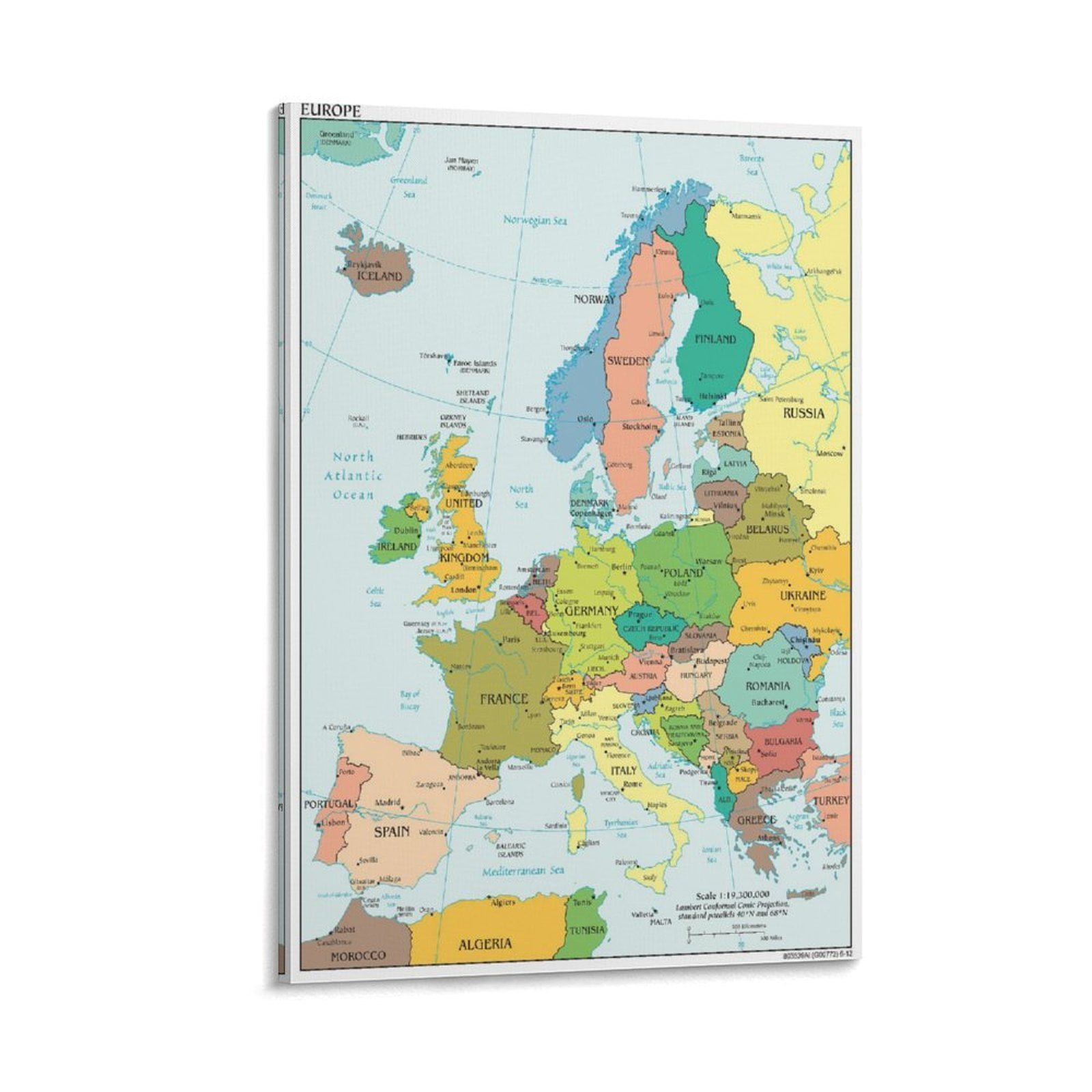 Map of Europe Educational Large Poster Gifts Canvas Painting Poster ...