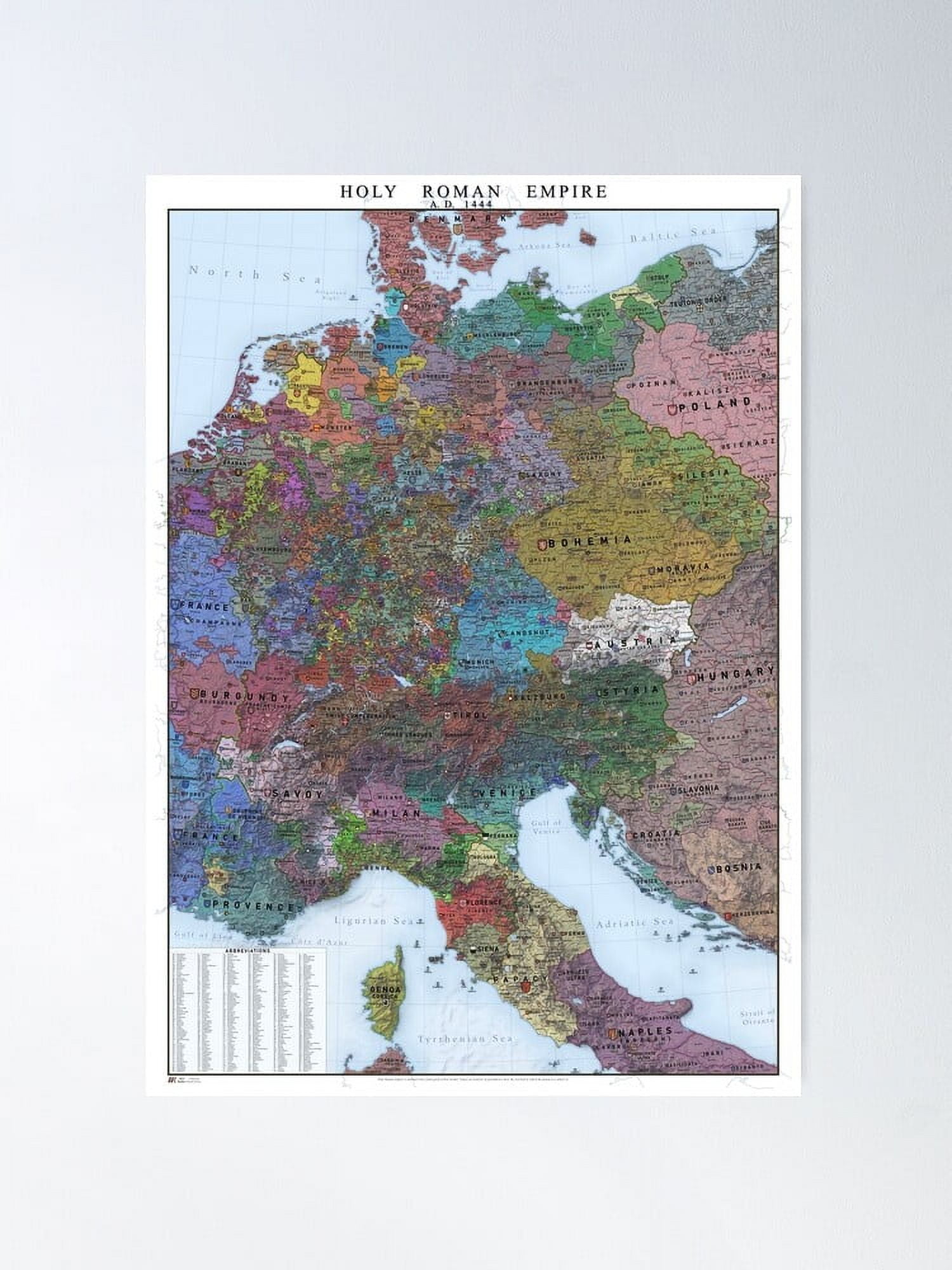 Map of Europe in 1444 Poster - Walmart.com