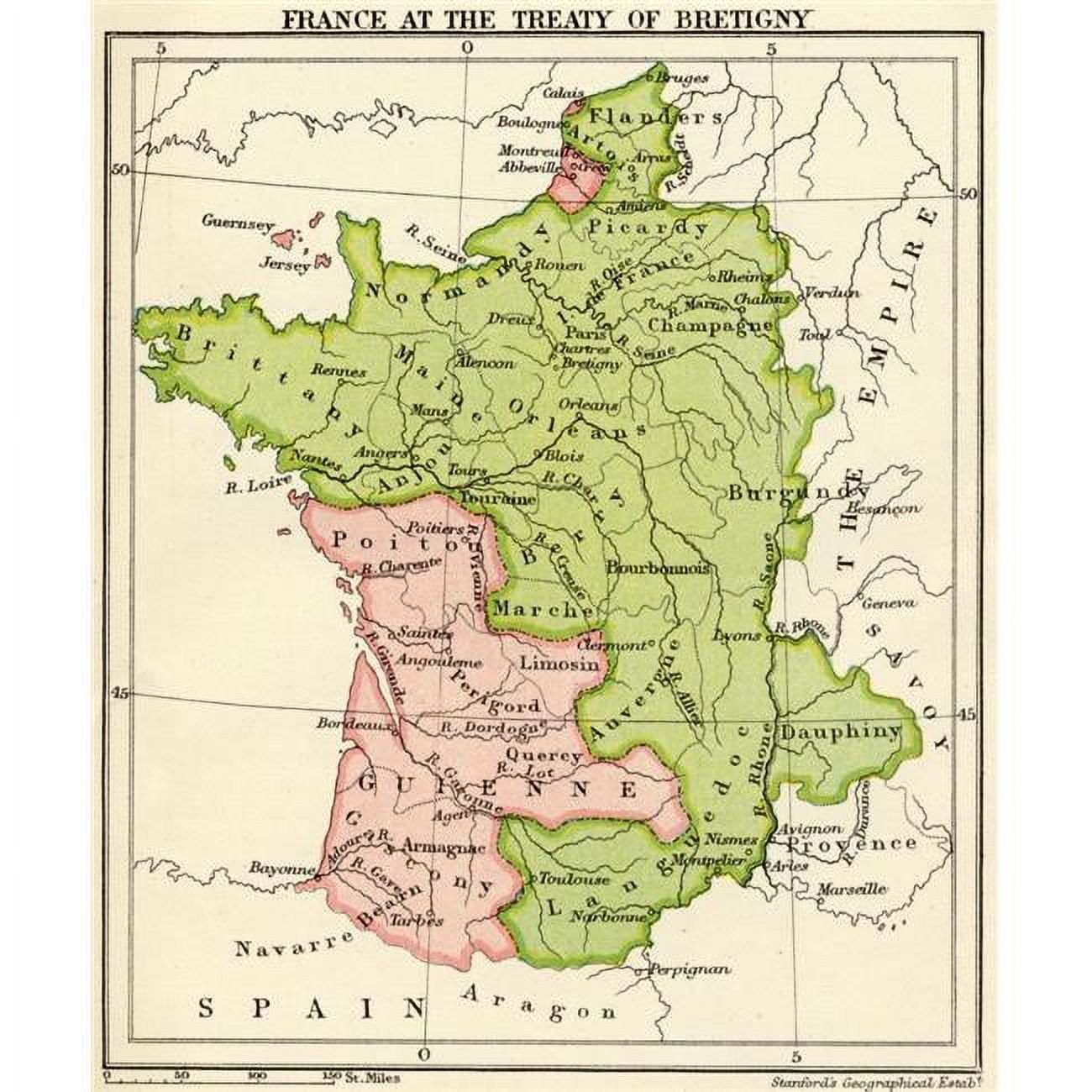 Map of France At the Treaty of Bretigny From A Short History of the ...
