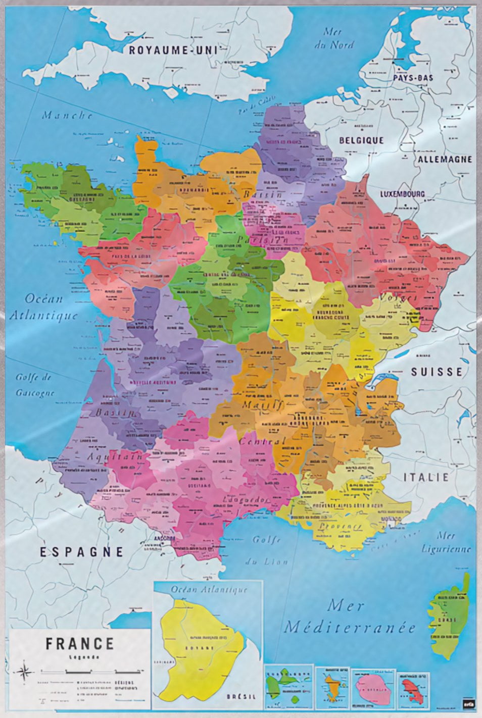 Map of France - Carte De France - Poster (Republique Francaise - French ...