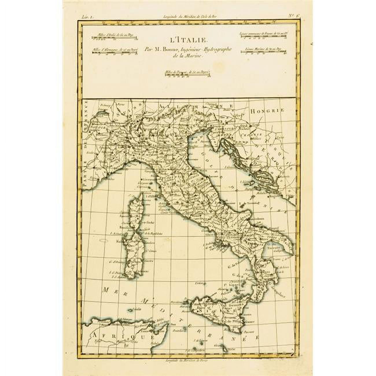 Map of Italy Circa.1760 From Atlas De Toutes Les Parties Connues Du ...