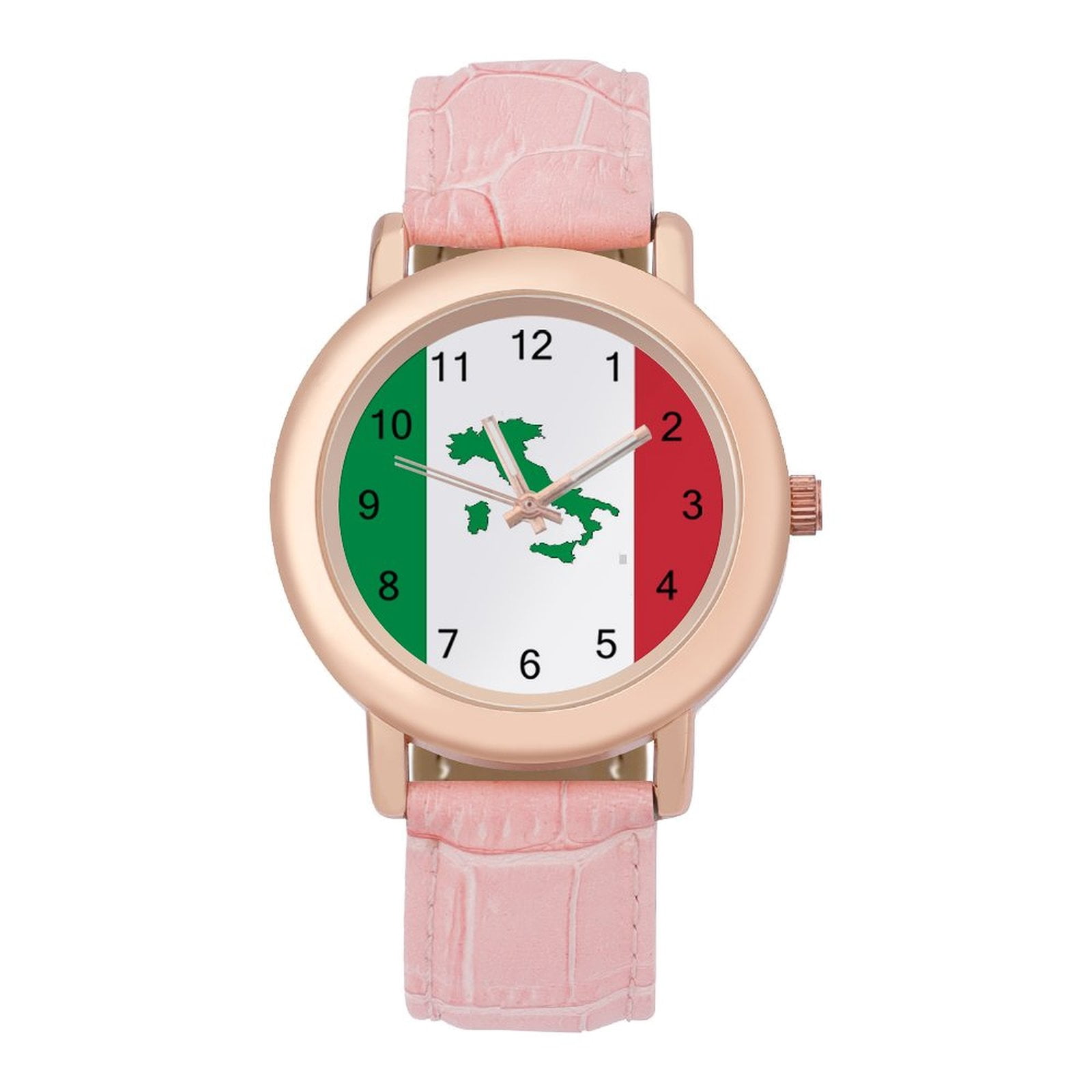 Map of Italy - Italian Flag Women's Leather Strap Watch Elegant Leather ...