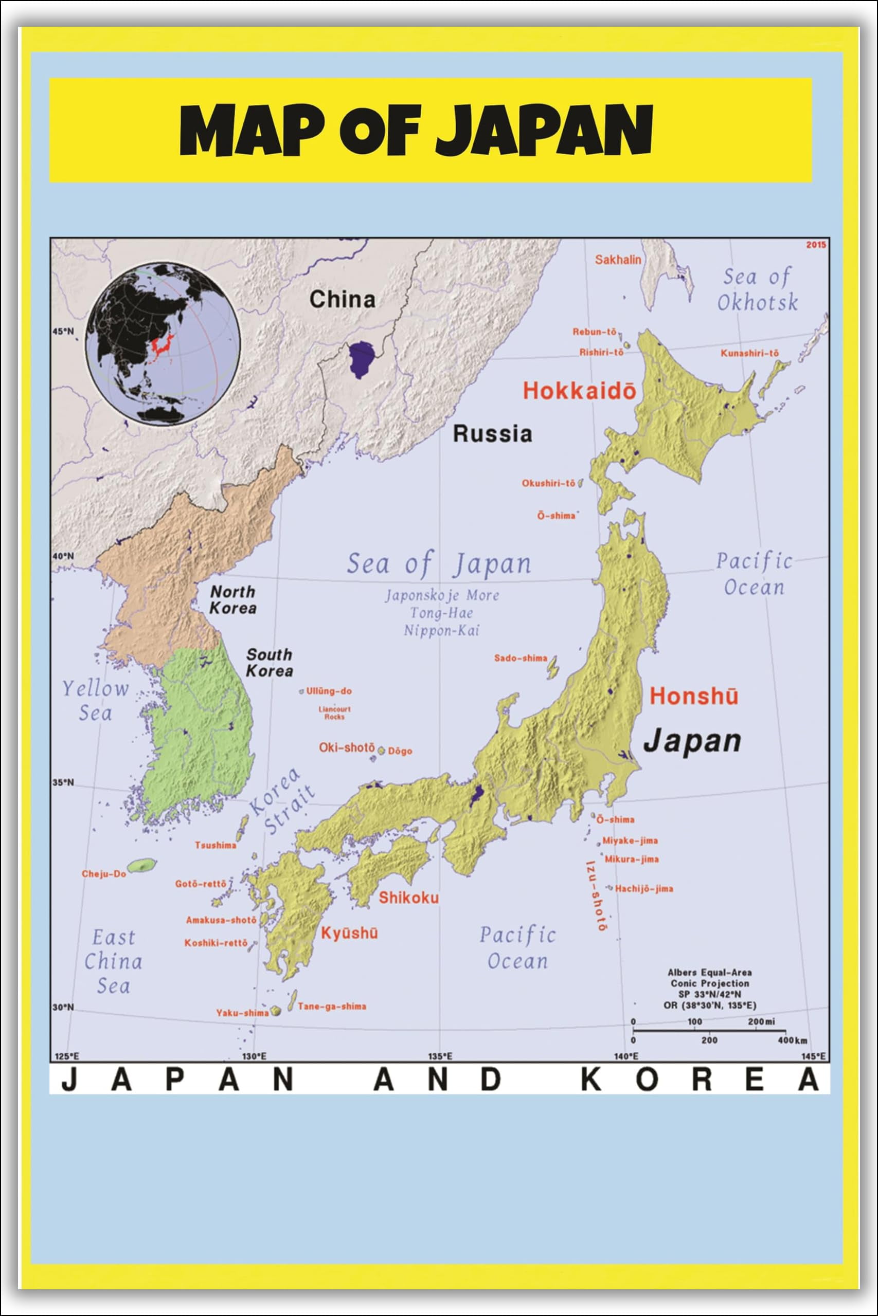 Map of Japan - Laminated Wall Map Poster Print Perfect for Classrooms ...
