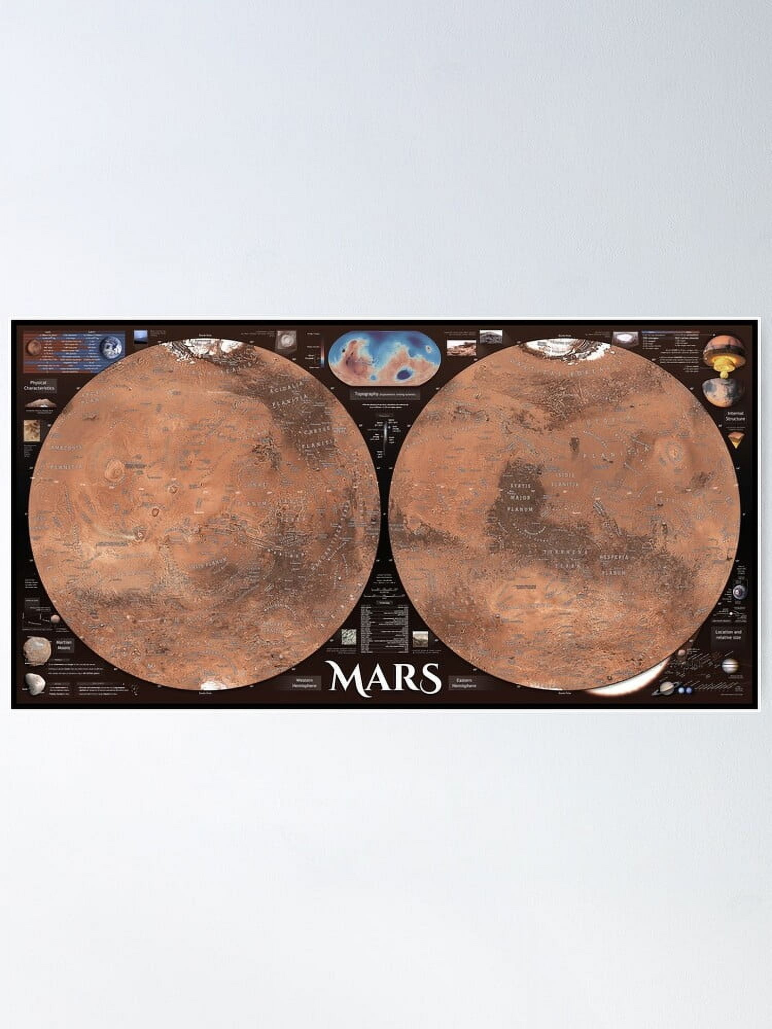 Map of Mars 2022 updated! Poster - Walmart.com