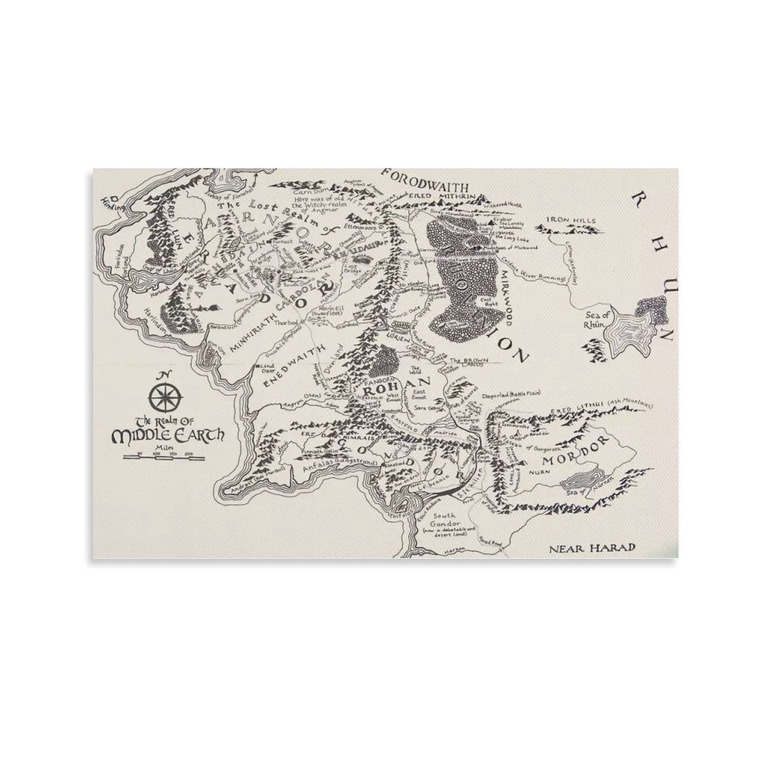 Map of Middle Earth Gifts Canvas Painting Poster Wall Art Decorative ...