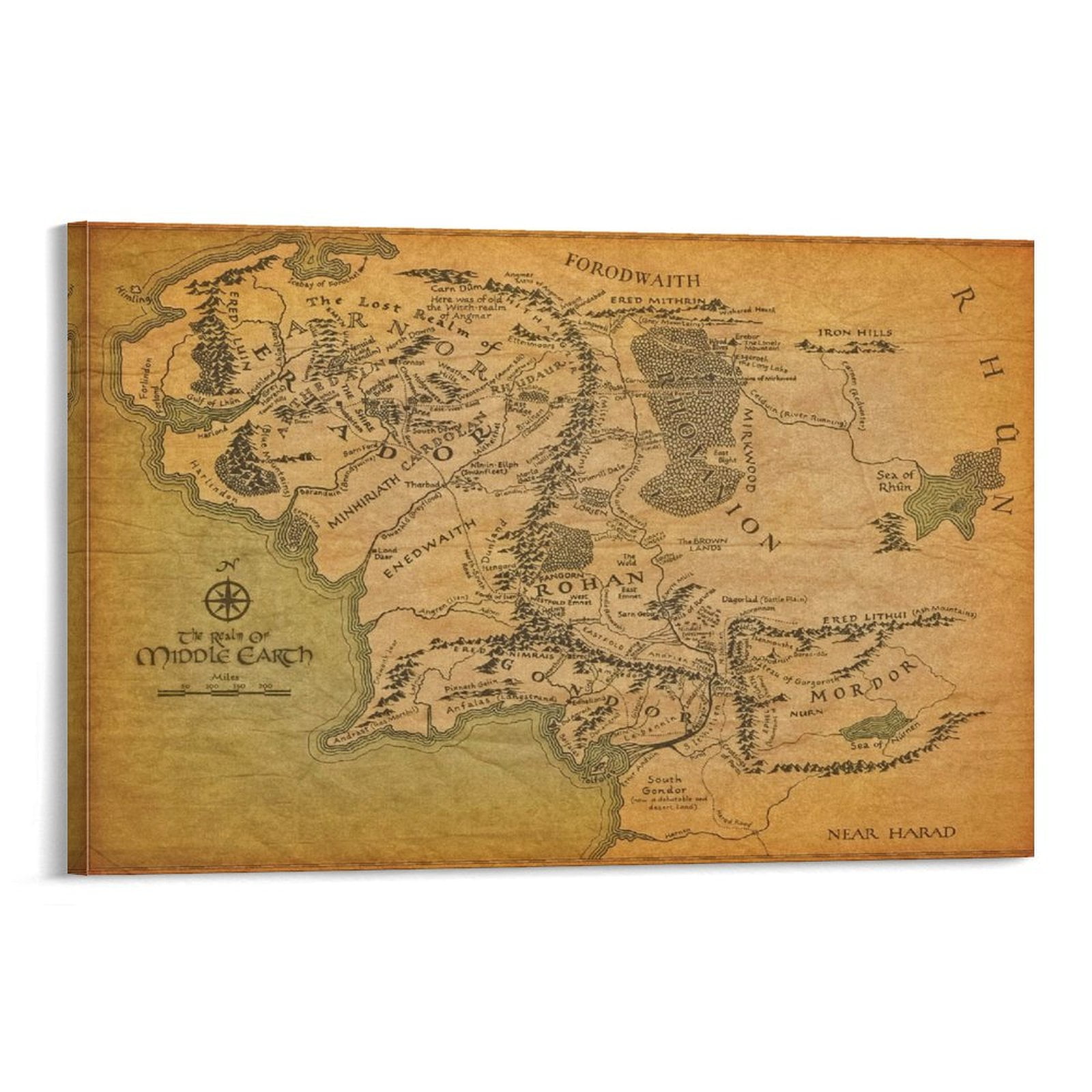 Map of Middle Earth Posters Print Photo Art Painting Canvas Poster Home ...