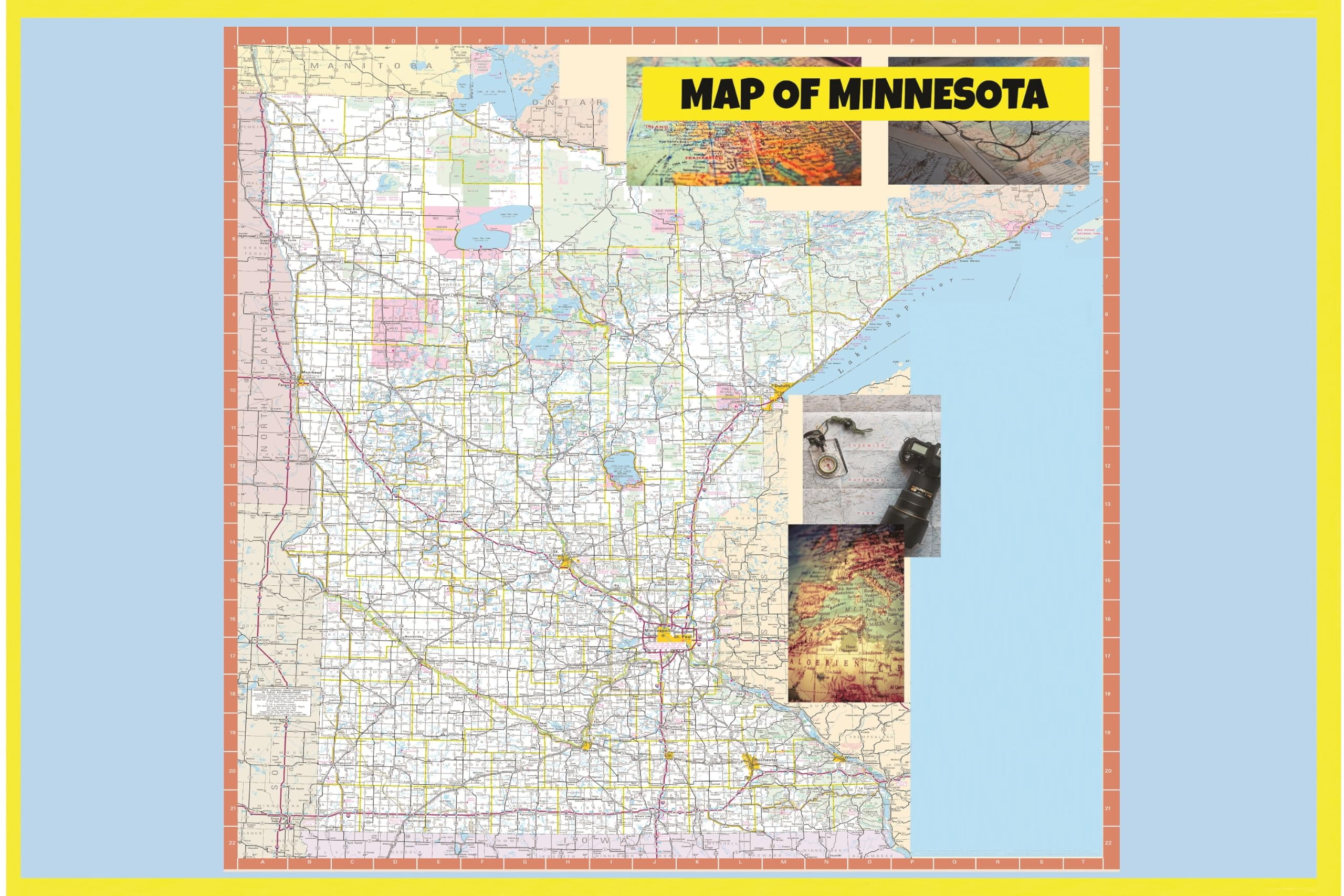 Map of Minnesota 18x24 Large Detailed Roads and Highways, Maryland ...