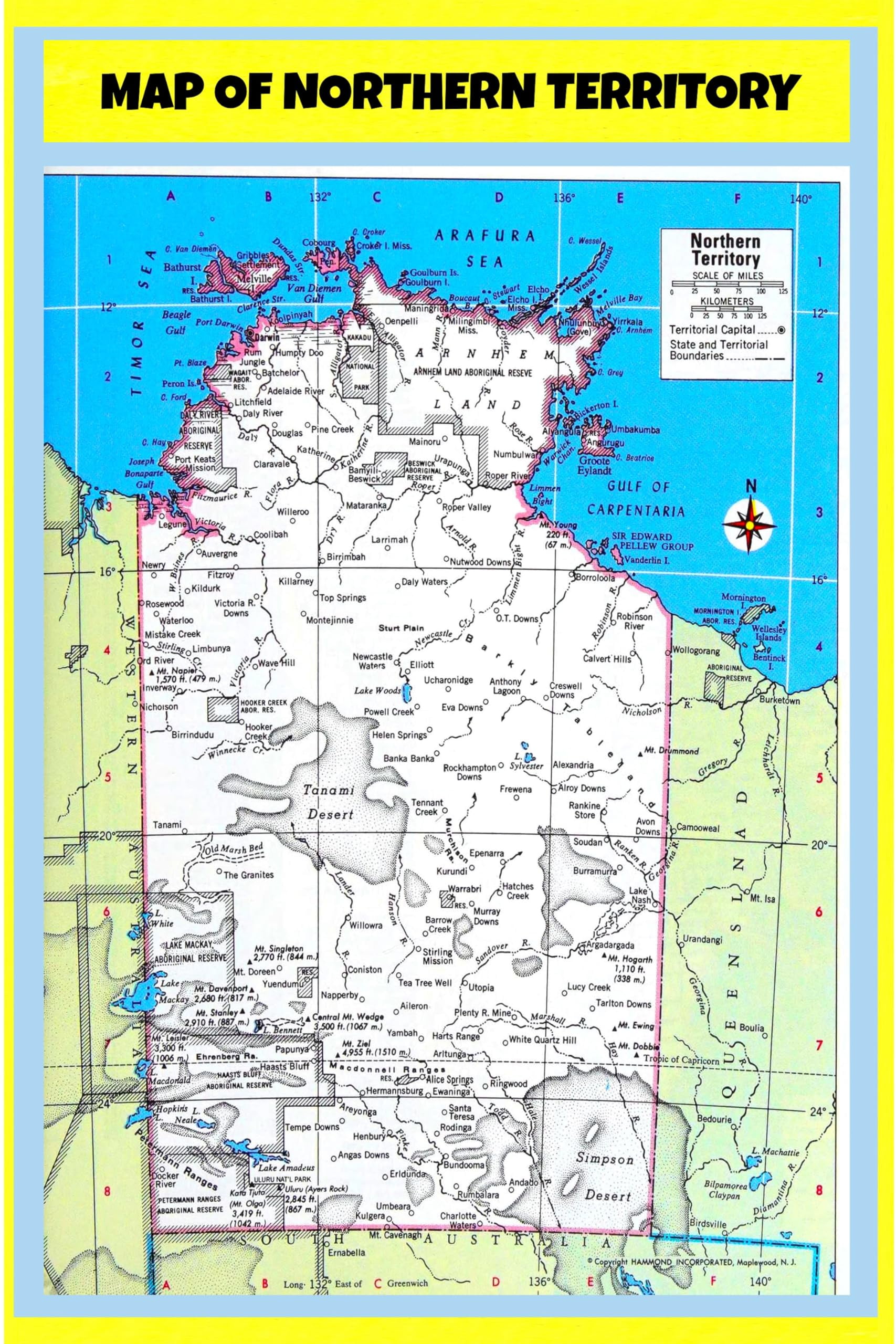 Map of Northern Territory - Glossy Heavy Paper Wall Map Poster Print Perfect for Classrooms and ...