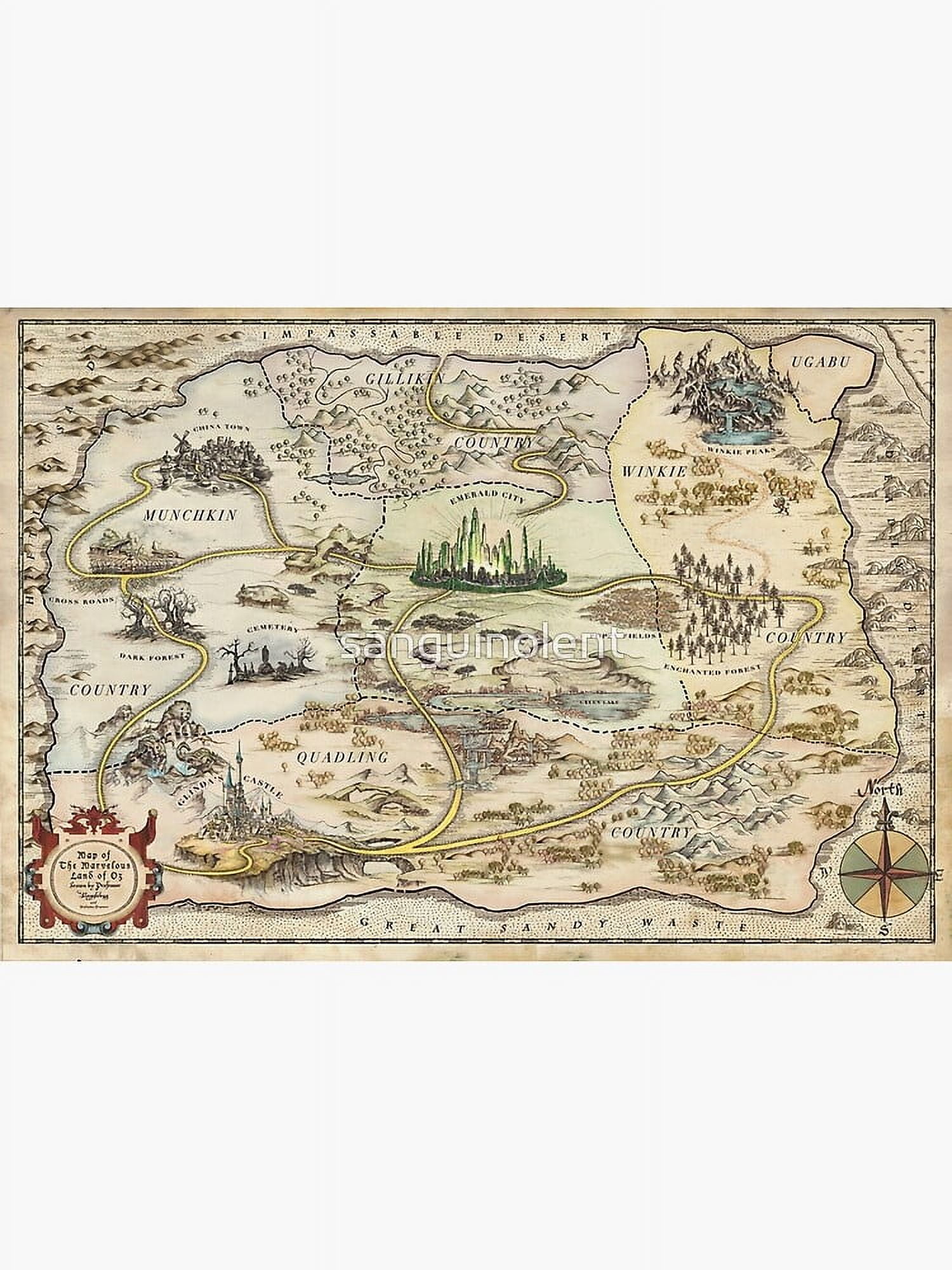 Map of OZ Modern Art Decor Unframe - Walmart.com