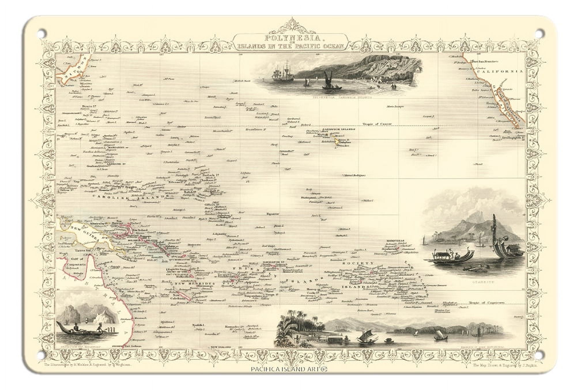 Map of Polynesia - Islands In The Pacific Ocean - Vintage Map by J ...