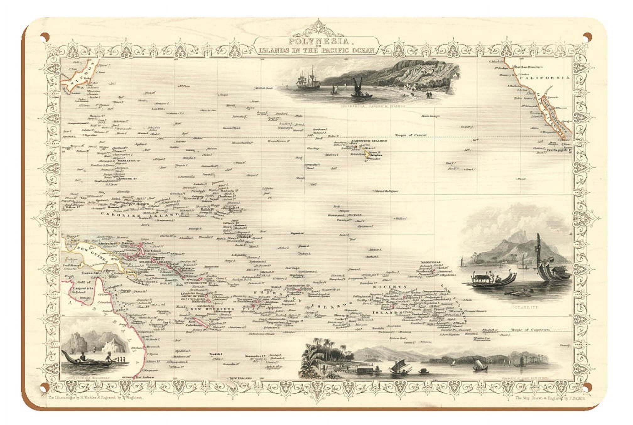 Map of Polynesia - Islands In The Pacific Ocean - Vintage Map by J ...