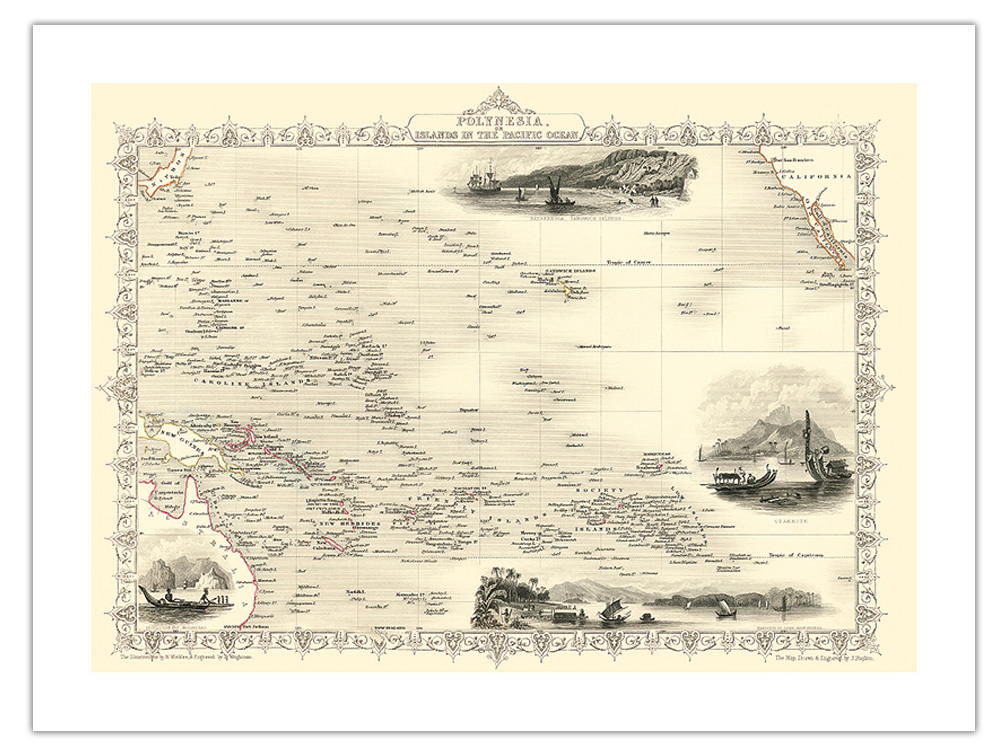 Map of Polynesia - Islands In The Pacific Ocean - Vintage Map by J ...