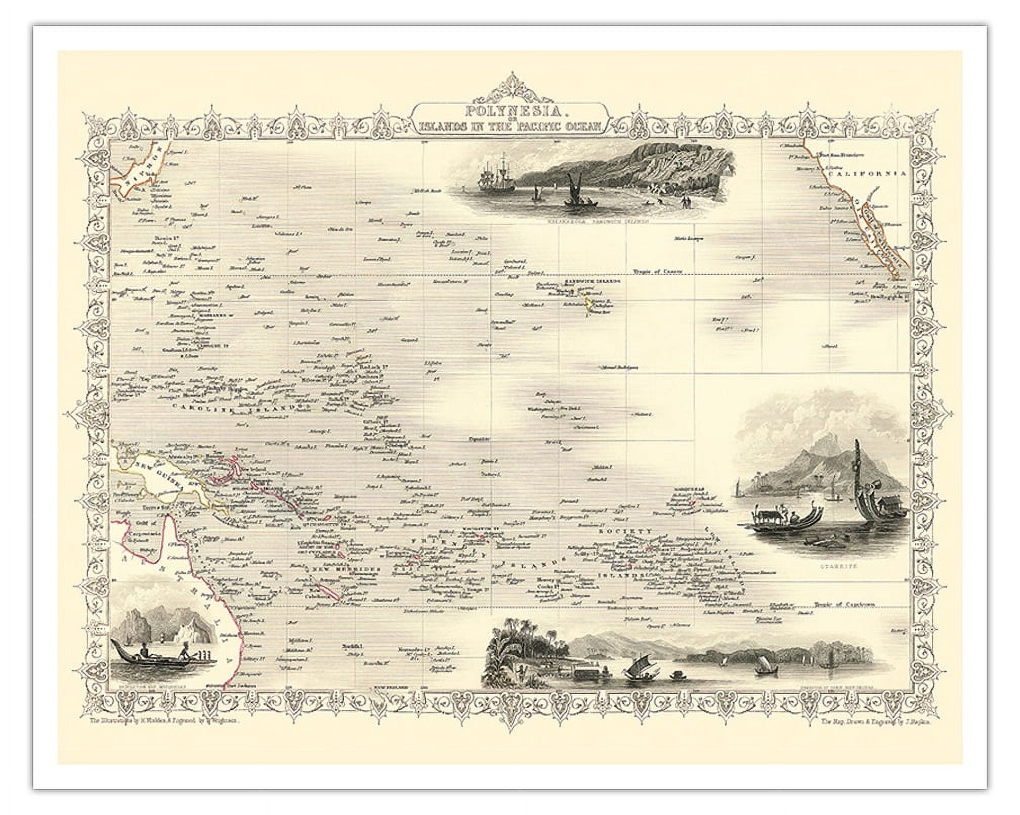 Map of Polynesia - Islands In The Pacific Ocean - Vintage Map by J ...