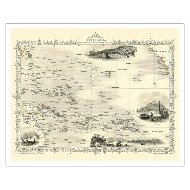 Map of Polynesia - Islands In The Pacific Ocean - Vintage Map by J ...