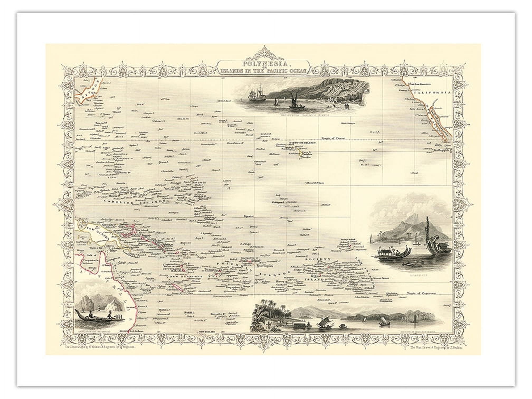 Map of Polynesia - Islands In The Pacific Ocean - Vintage Map by J ...