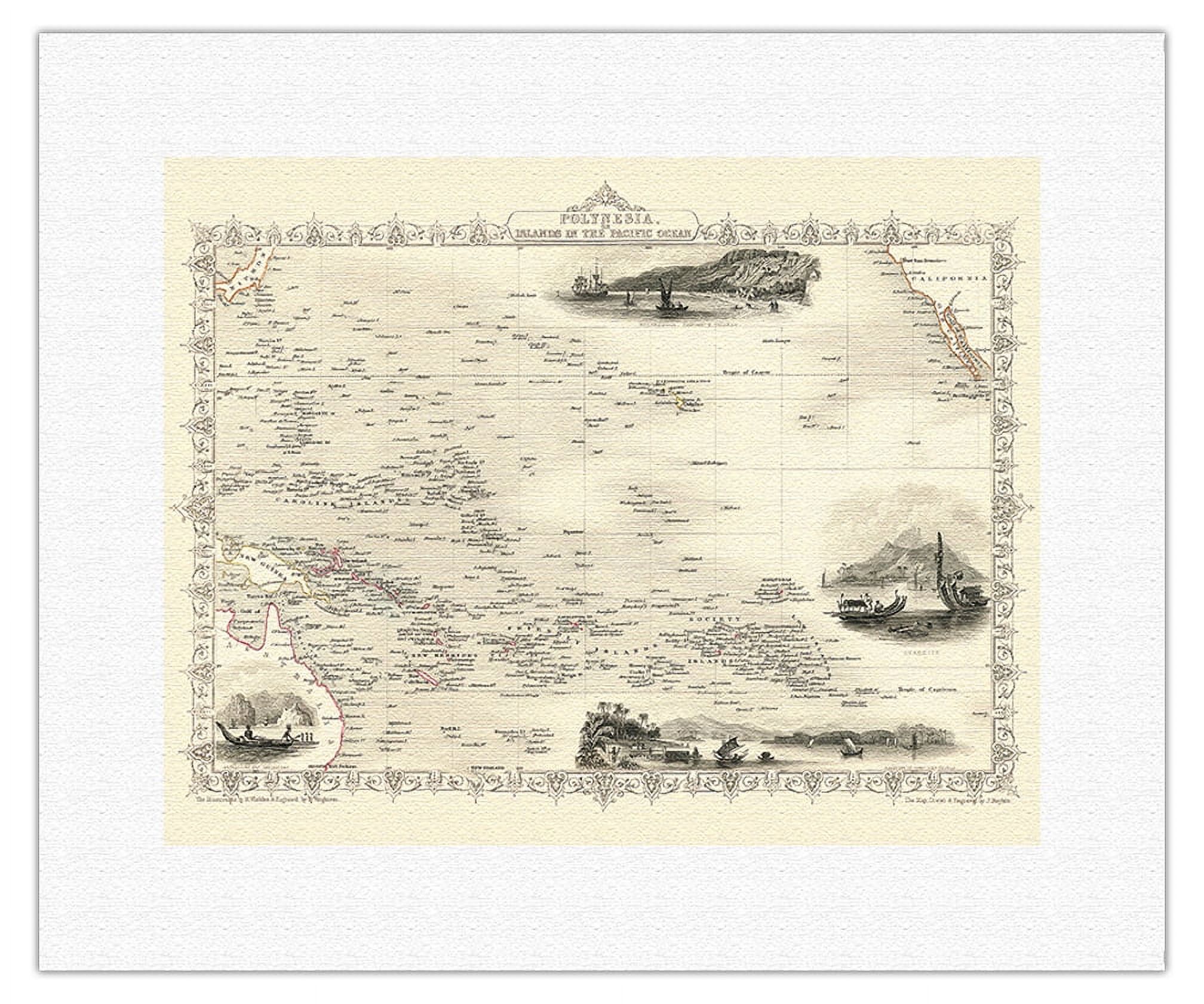 Map of Polynesia - Islands In The Pacific Ocean - Vintage Map by J ...