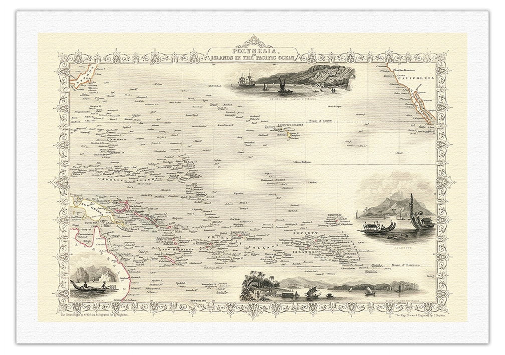 Map of Polynesia - Islands In The Pacific Ocean - Vintage Map by J ...