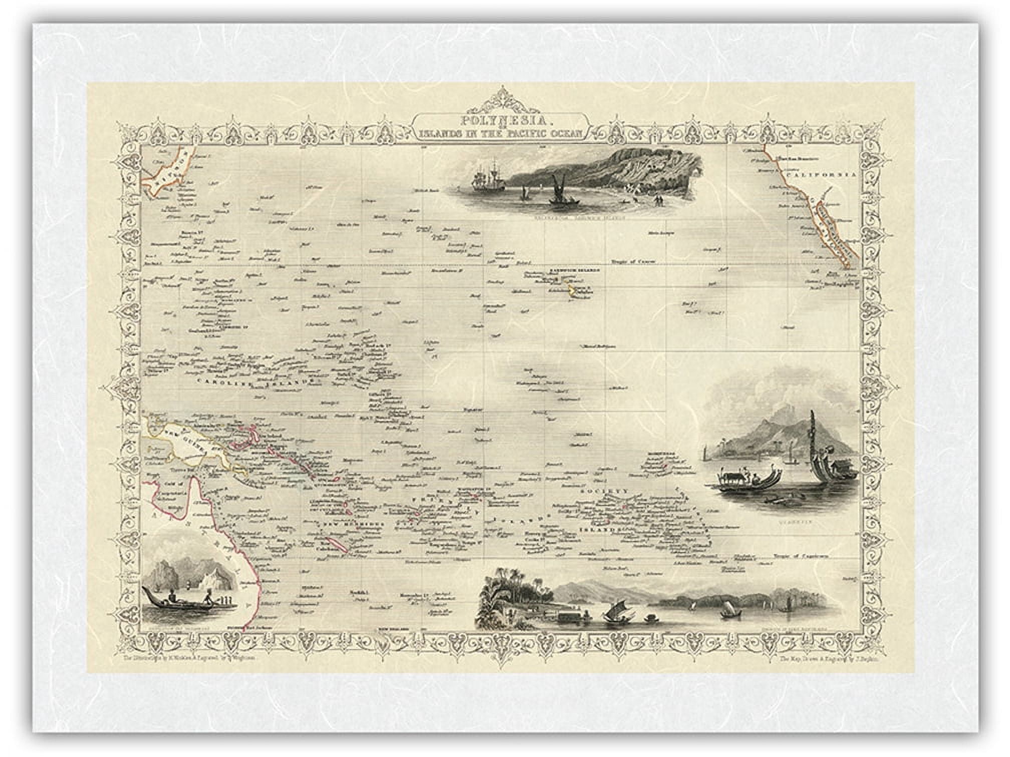 Map of Polynesia - Islands In The Pacific Ocean - Vintage Map by J ...
