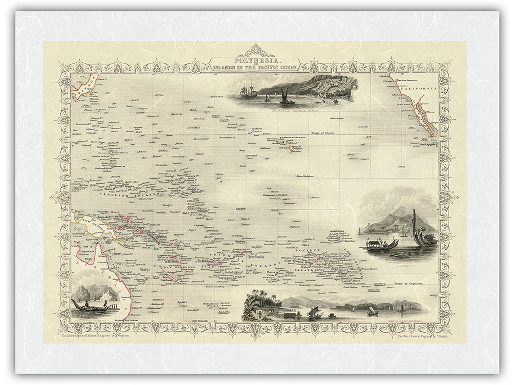 Map of Polynesia - Islands In The Pacific Ocean - Vintage Map by J ...