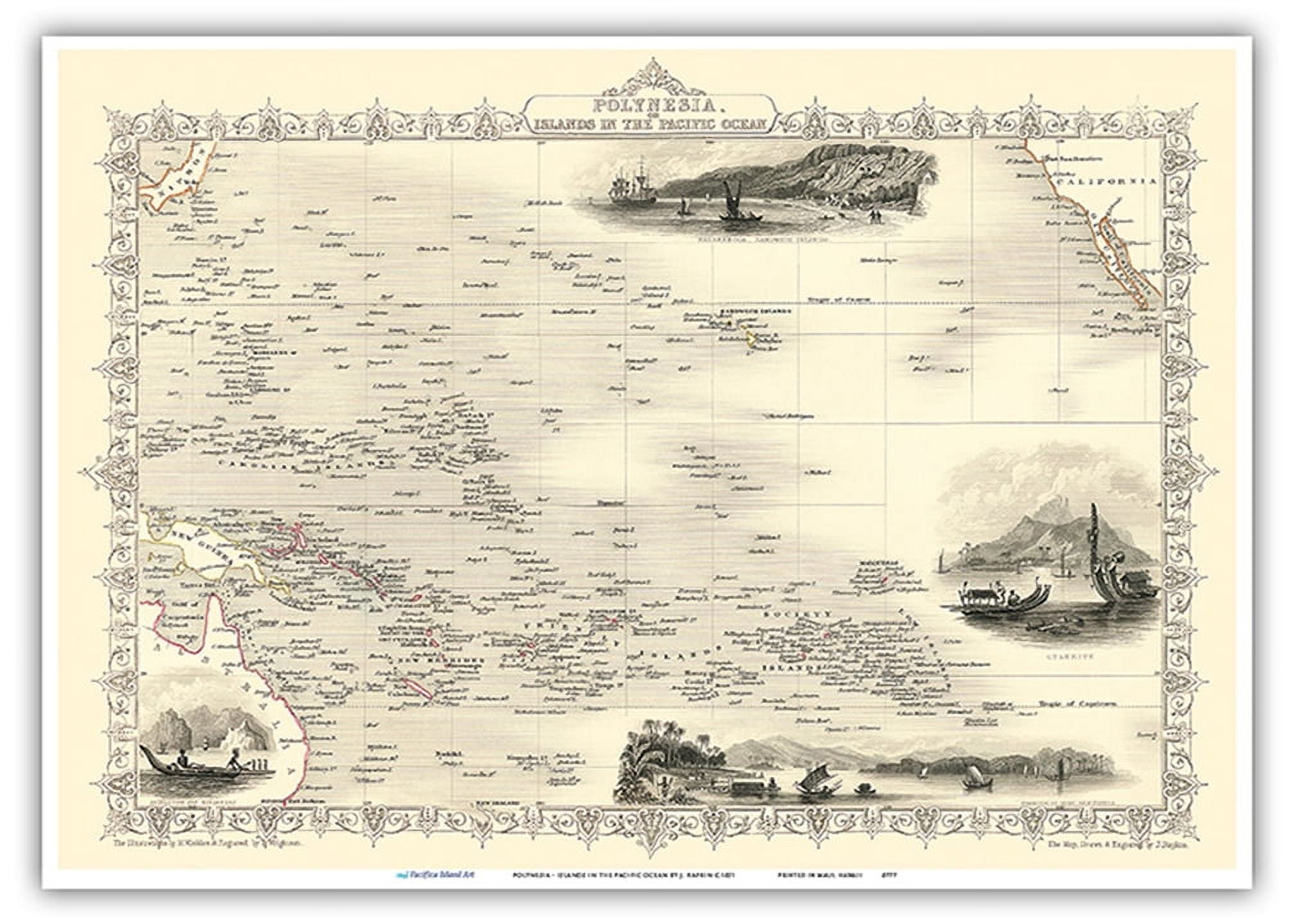 Map of Polynesia - Islands In The Pacific Ocean - Vintage Map by J ...