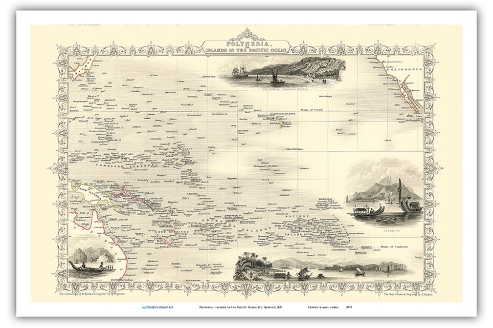 Map of Polynesia - Islands In The Pacific Ocean - Vintage Map by J ...