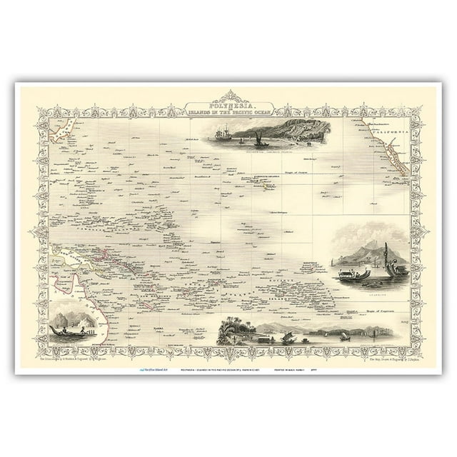 Map of Polynesia - Islands In The Pacific Ocean - Vintage Map by J ...