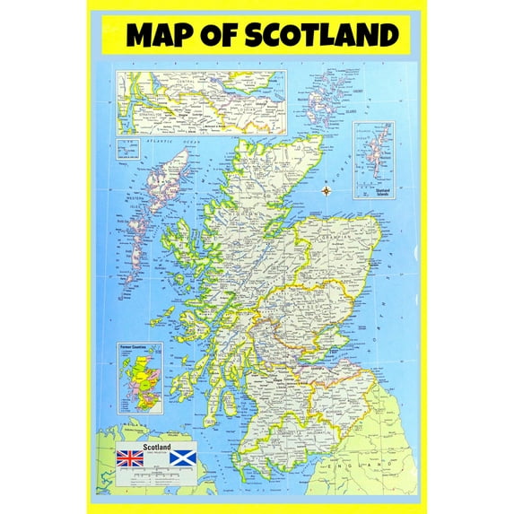 Map of Scotland - Glossy Heavy Paper Wall Map Poster Print Perfect for Classrooms and Homes ...