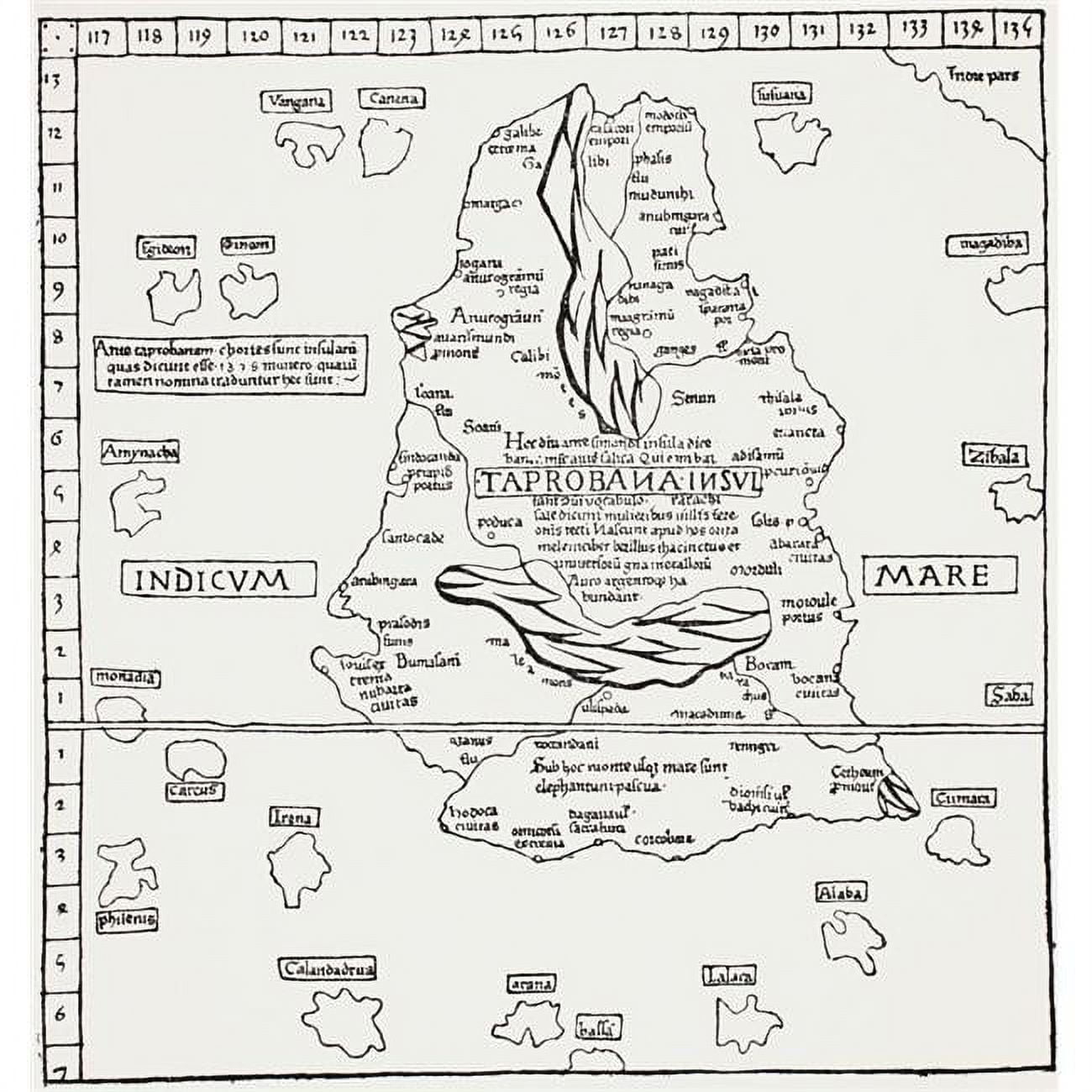 Map of Taprobana Island. Reduced Facsimile of A Map In Ptolemys ...