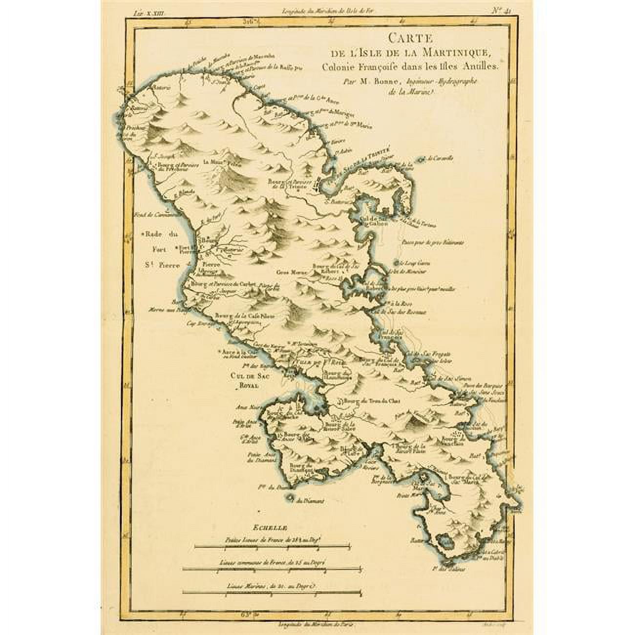 Map of The Isle of Martinique Circa. 1760 From Atlas De Toutes Les ...