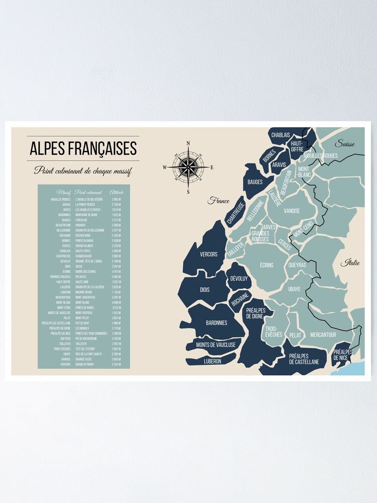 Map of the French Alps Poster - Walmart.com