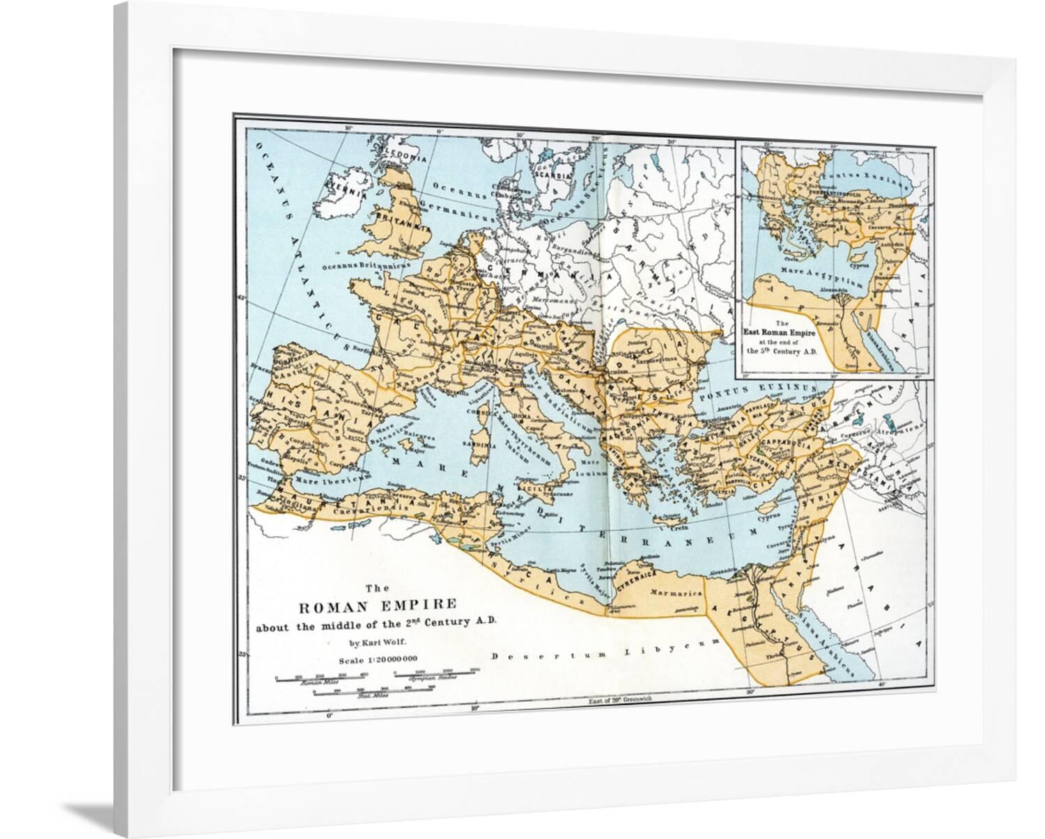 Art.com Map of the Roman Empire, 2nd Century Ad Giclee Print, White ...
