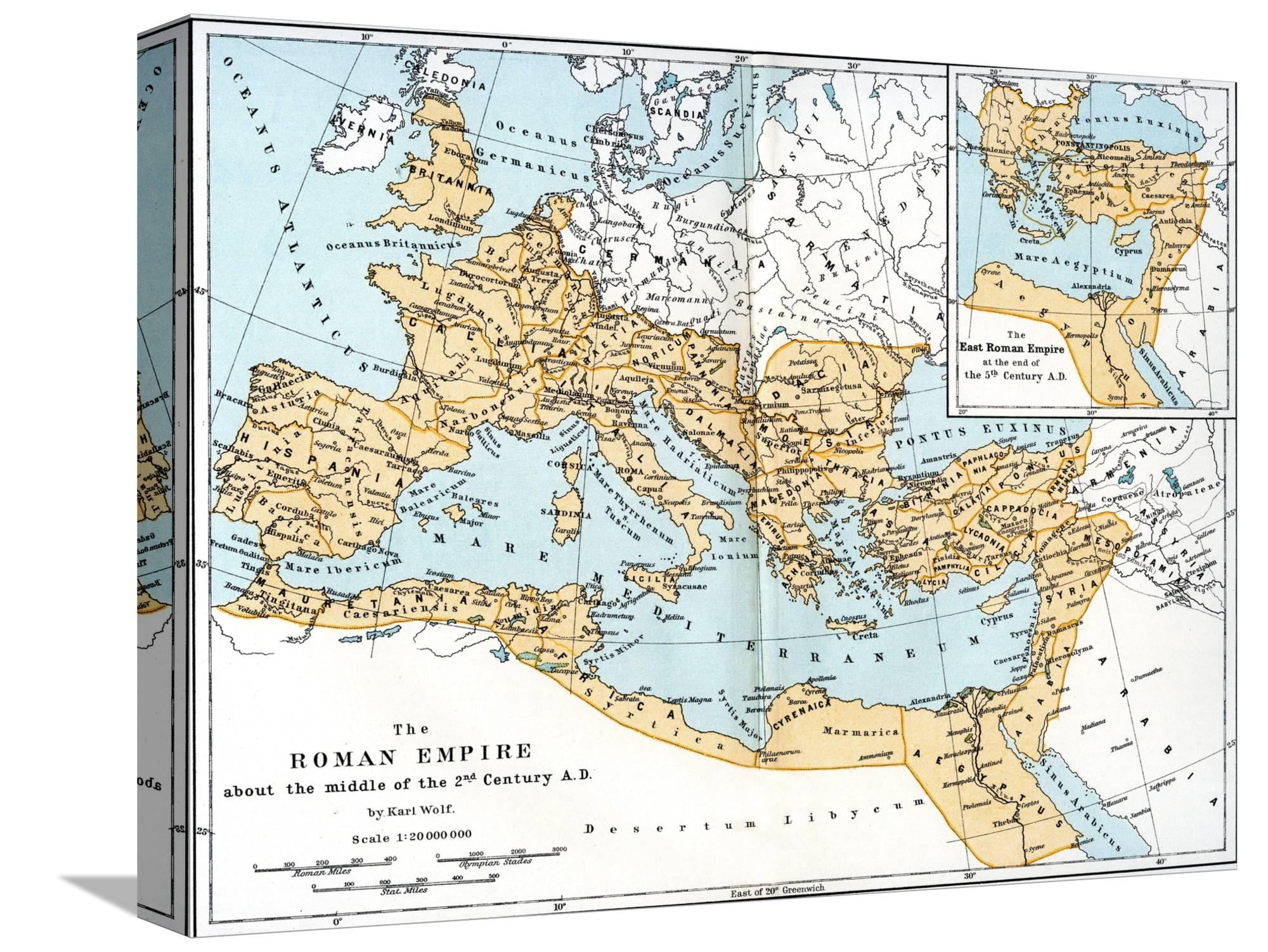 Art.com Map of the Roman Empire, 2nd Century Ad Stretched Canvas Print ...