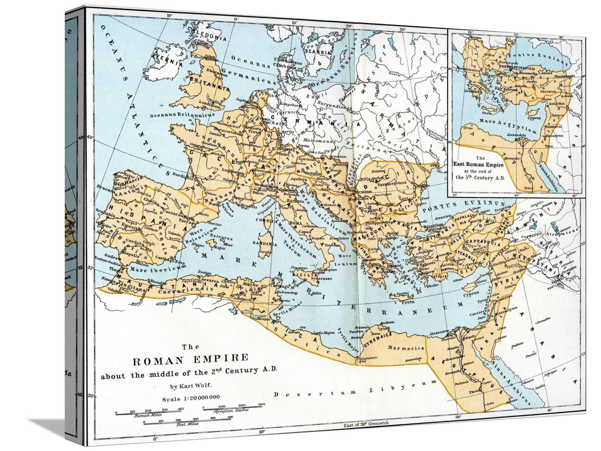 Art.com Map of the Roman Empire, 2nd Century Ad Stretched Canvas Print ...