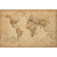 Map of the World, vintage (mercator projection) Poster (36 x 24 ...