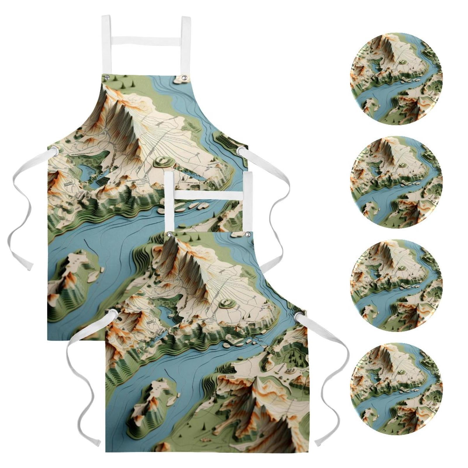 Map section 2 Pack Waterproof Apron Dress with Pockets and Badge Pin ...