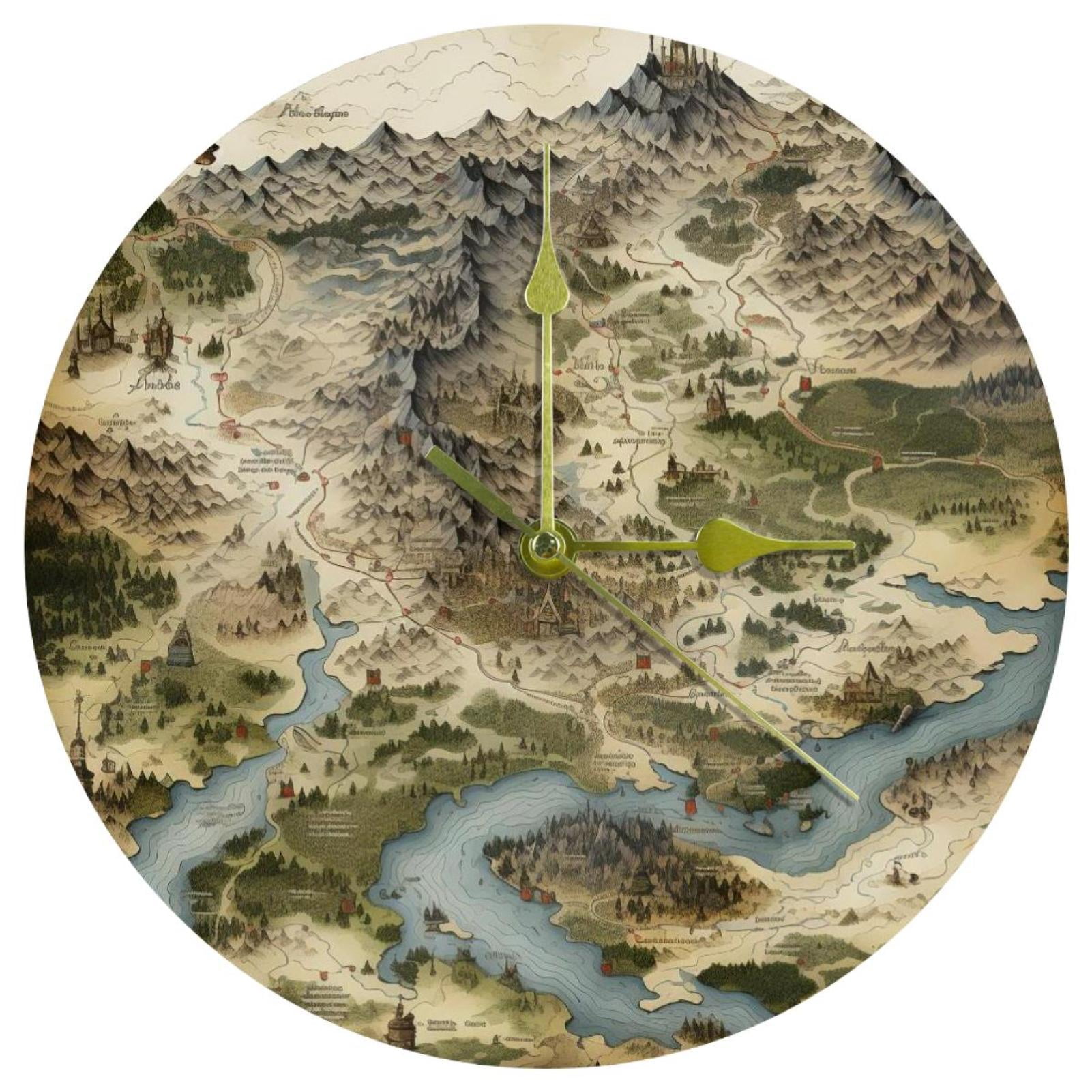 Map section 9.8-Inch Round Acrylic Wall Clock - Silent Non Ticking ...
