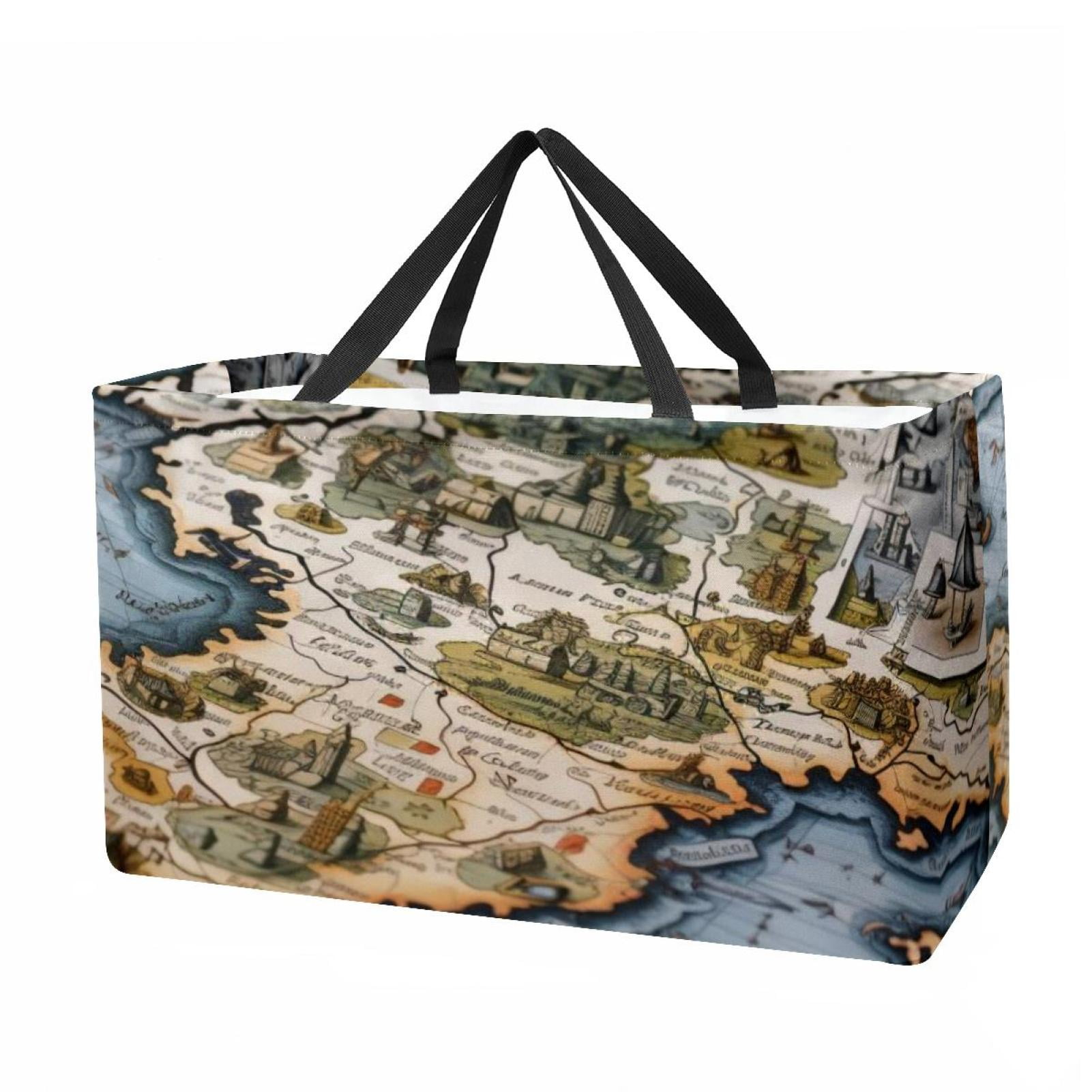 Map section Collapsible Foldable Storage Bin with Large Capacity ...