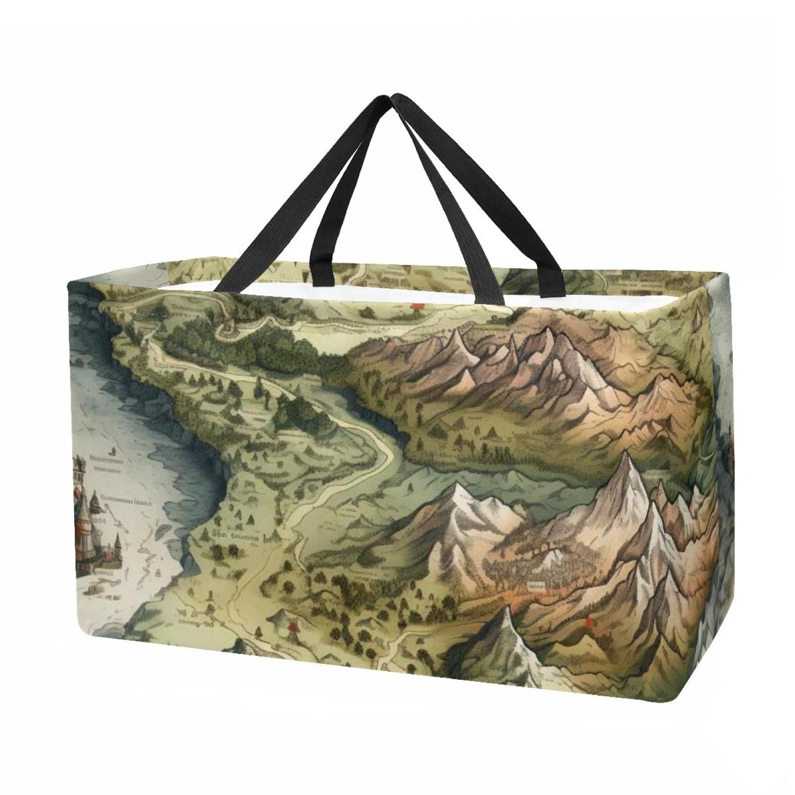 Map section Collapsible Oxford Cloth Tote Bag: Reusable, Foldable, and ...