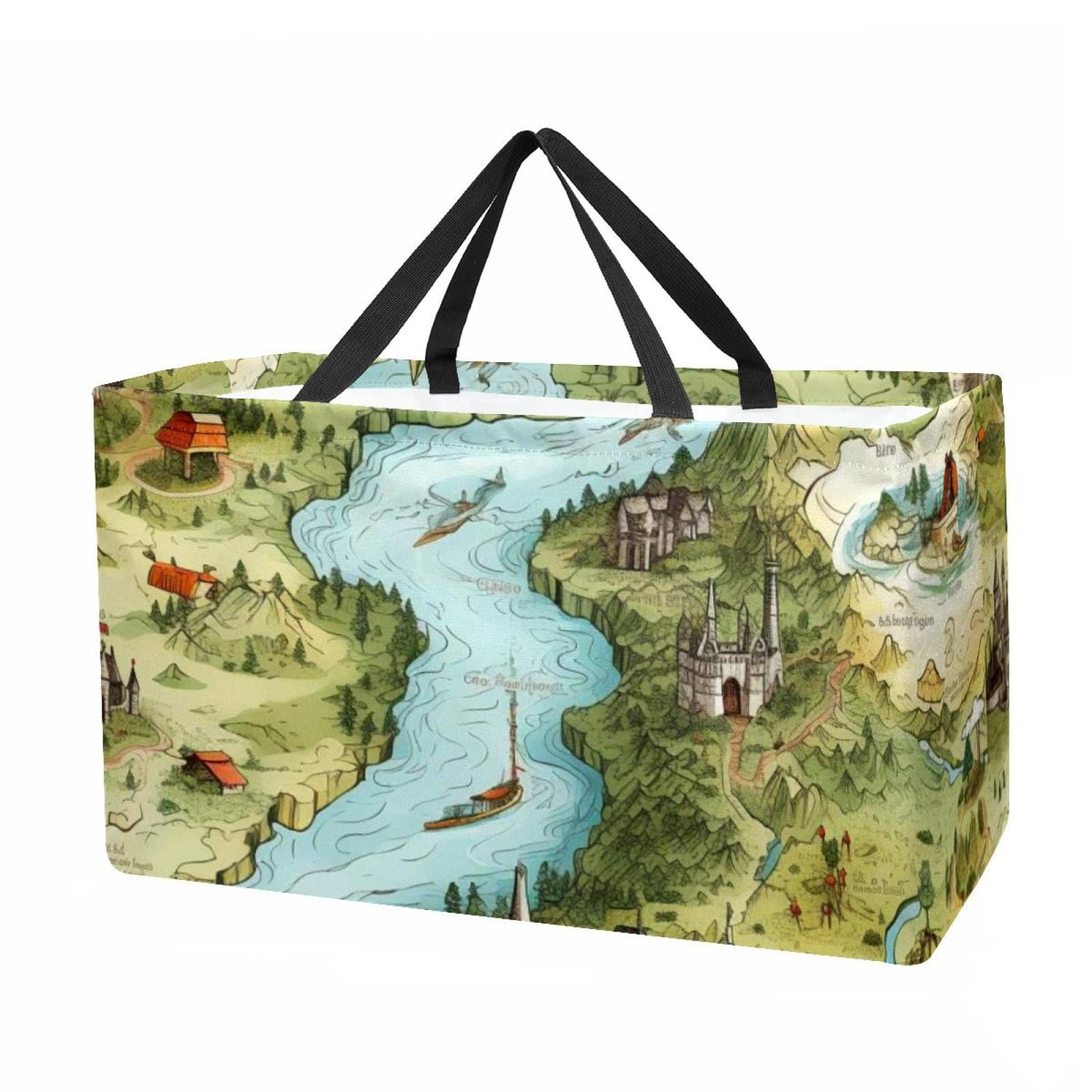 Map section Collapsible Oxford Cloth Tote Bag: Reusable, Foldable, and ...