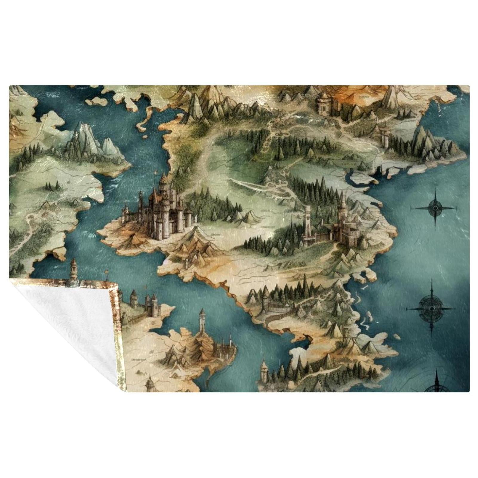 Map section Cozy Microfiber Throw Blanket | Soft and Warm Printed Throw ...