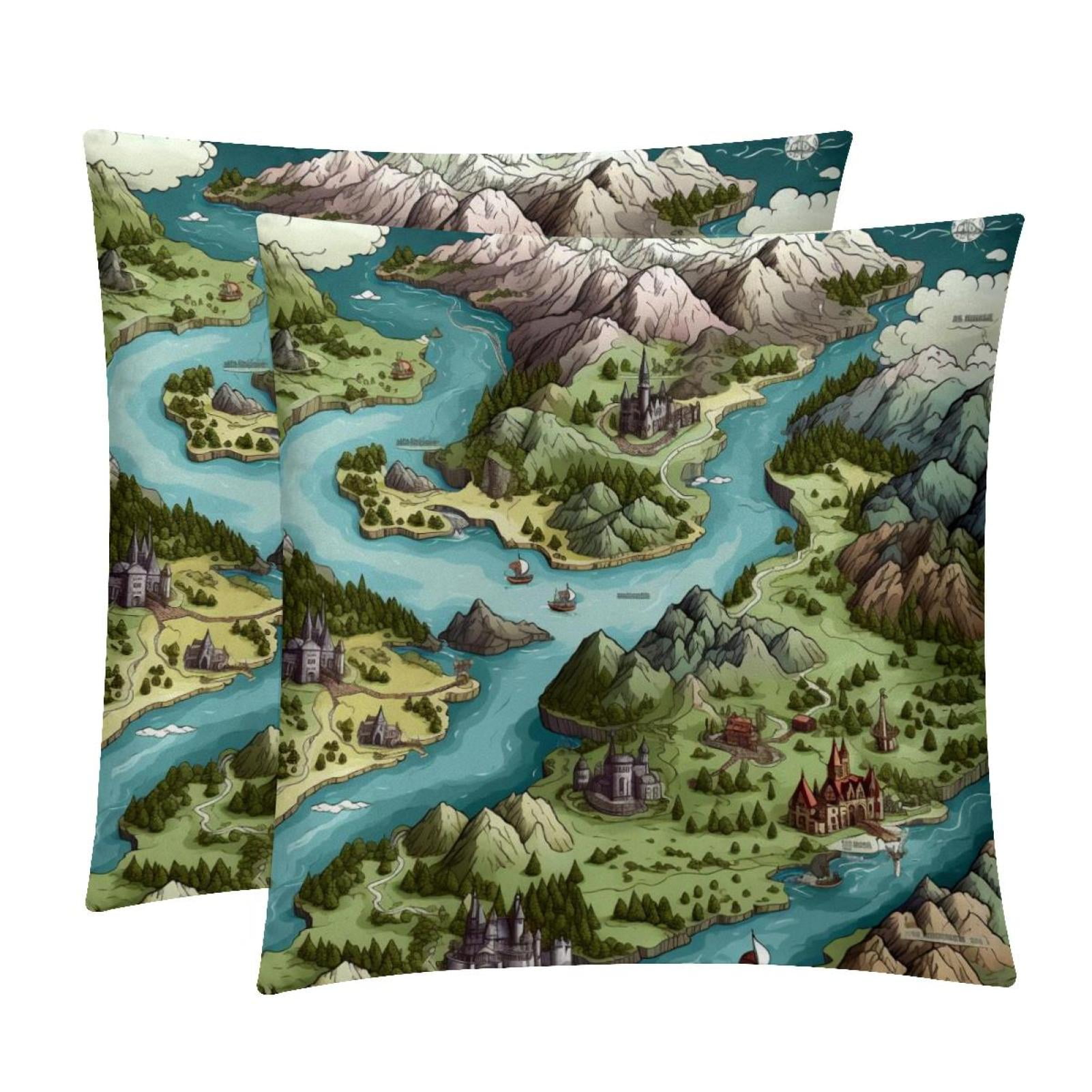 Map section Elegant Velvet Throw Pillows with Unique Patterns for Chair ...